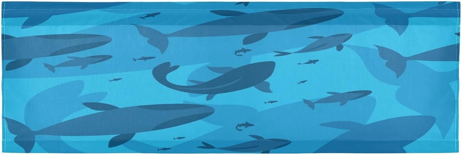 Ocean Whale Trolley Bag Curtain Drape, 54" x 18" Curtain Window ...