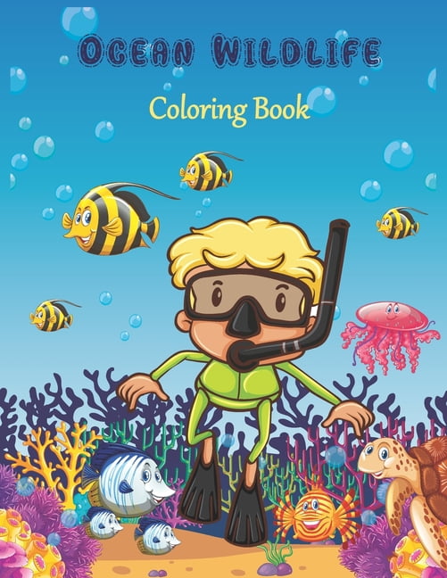 Ocean Wildlife Coloring Book: 40 Realistic Ocean Themes. Awesome ...