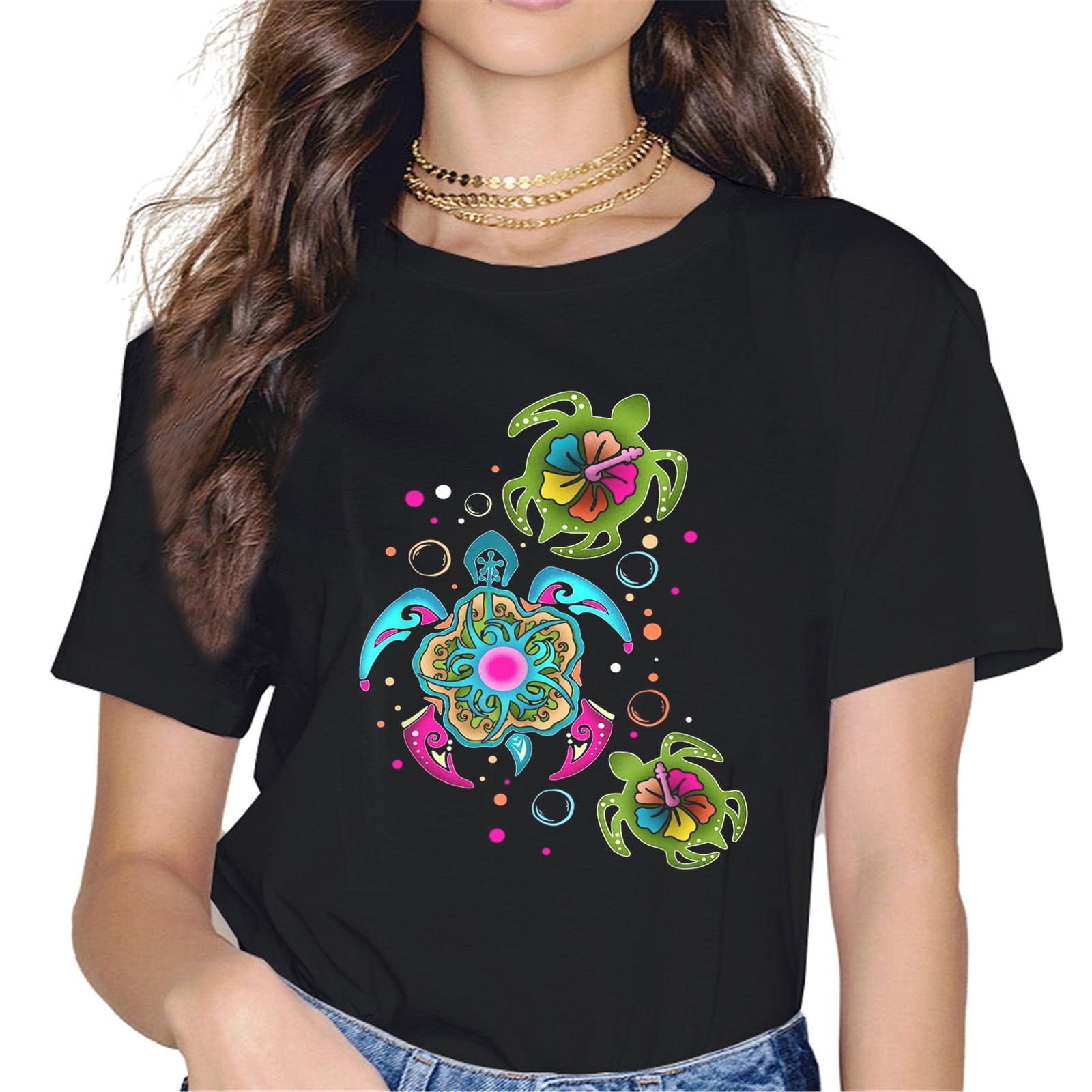 Ocean Wildlife Conservation Tropical Sea Turtles T-Shirt Black Medium ...