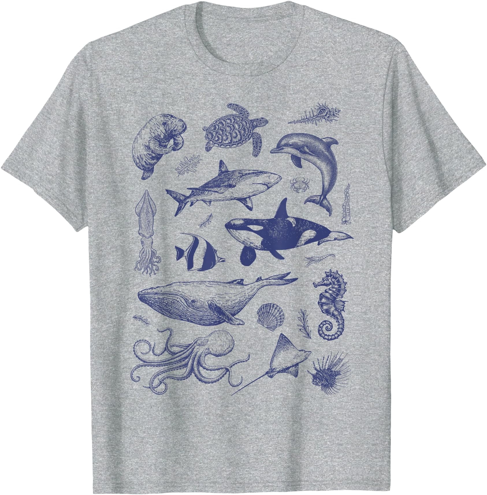 Ocean Wildlife Vintage Shark Turtle Octopus Graphic Tees Softstyle ...