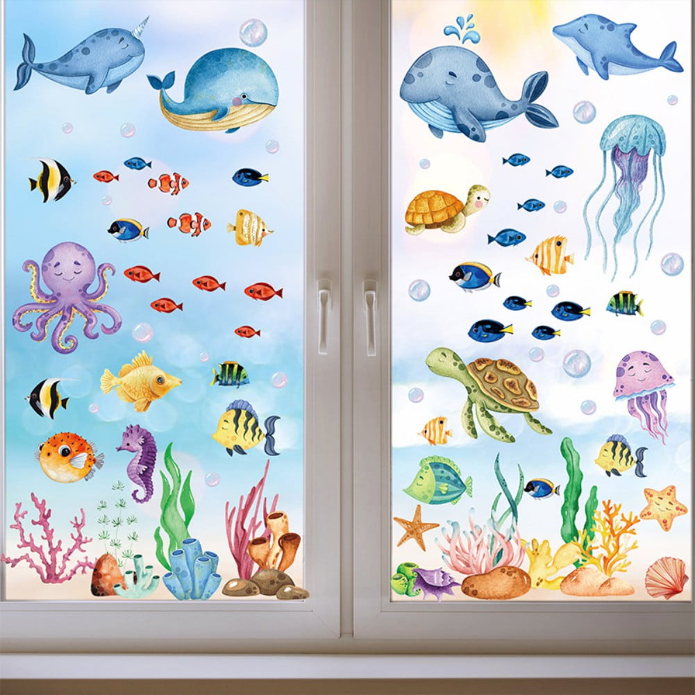 Ocean Window Clings, Summer Window Clings Removable World Oceans Day ...