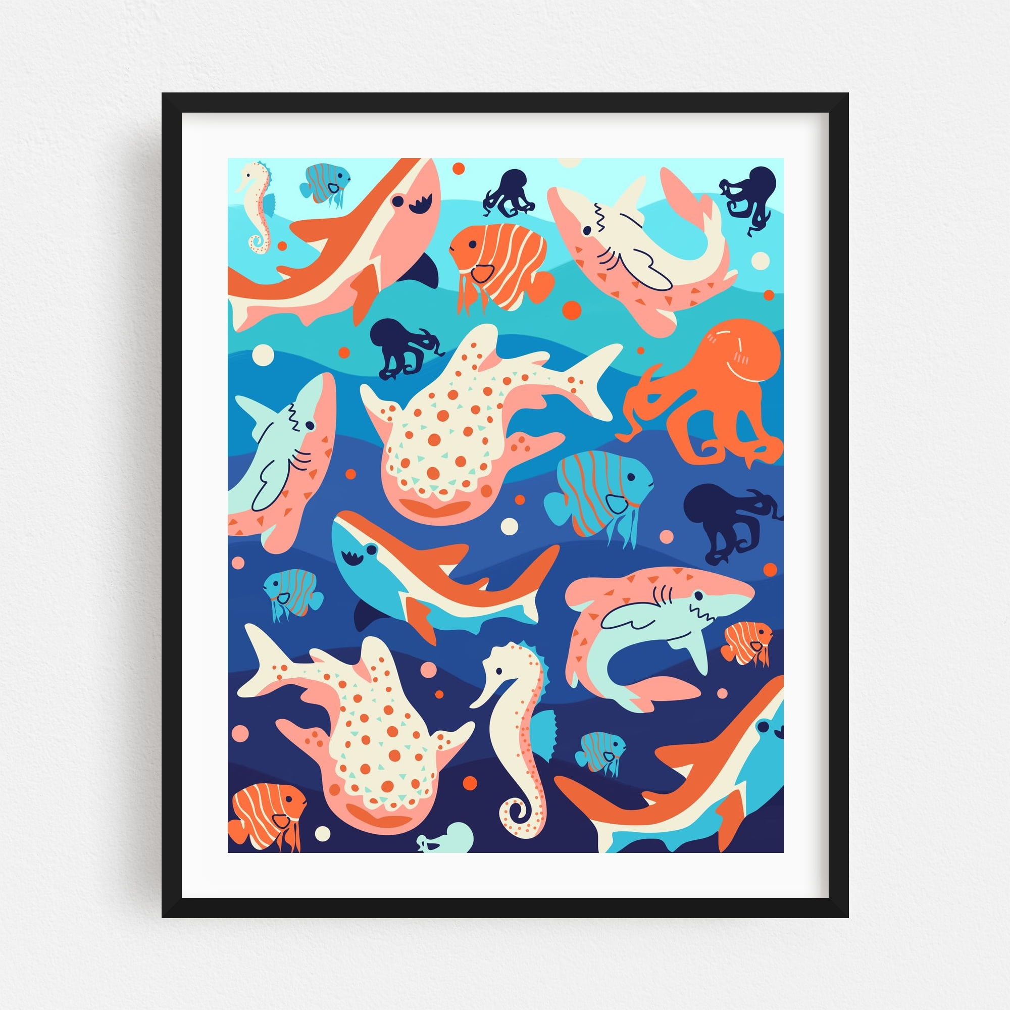 Ocean Wonders - India Digital Art Ocean Marine Life Whimsical Pattern ...