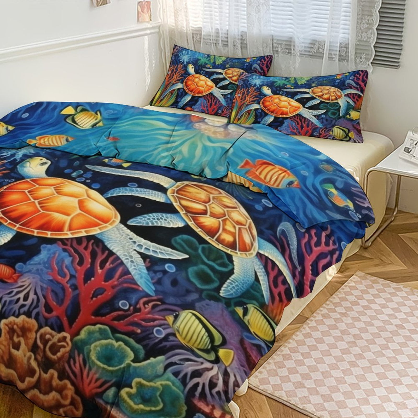 Ocean World Turtle Bedding Set with Zipper Closure for Girls & Boys ...
