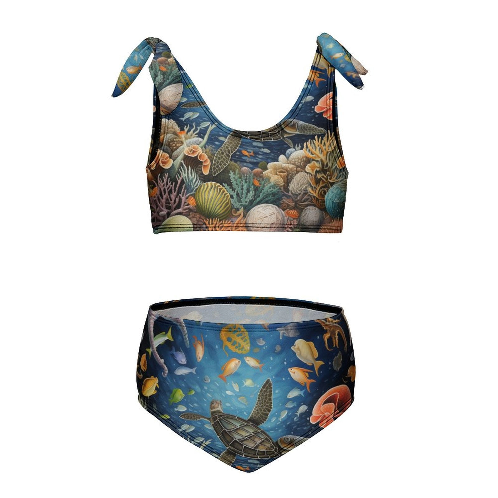 Ocean World Turtle Girls' beach sports two-piece swimsuit set - Walmart.com