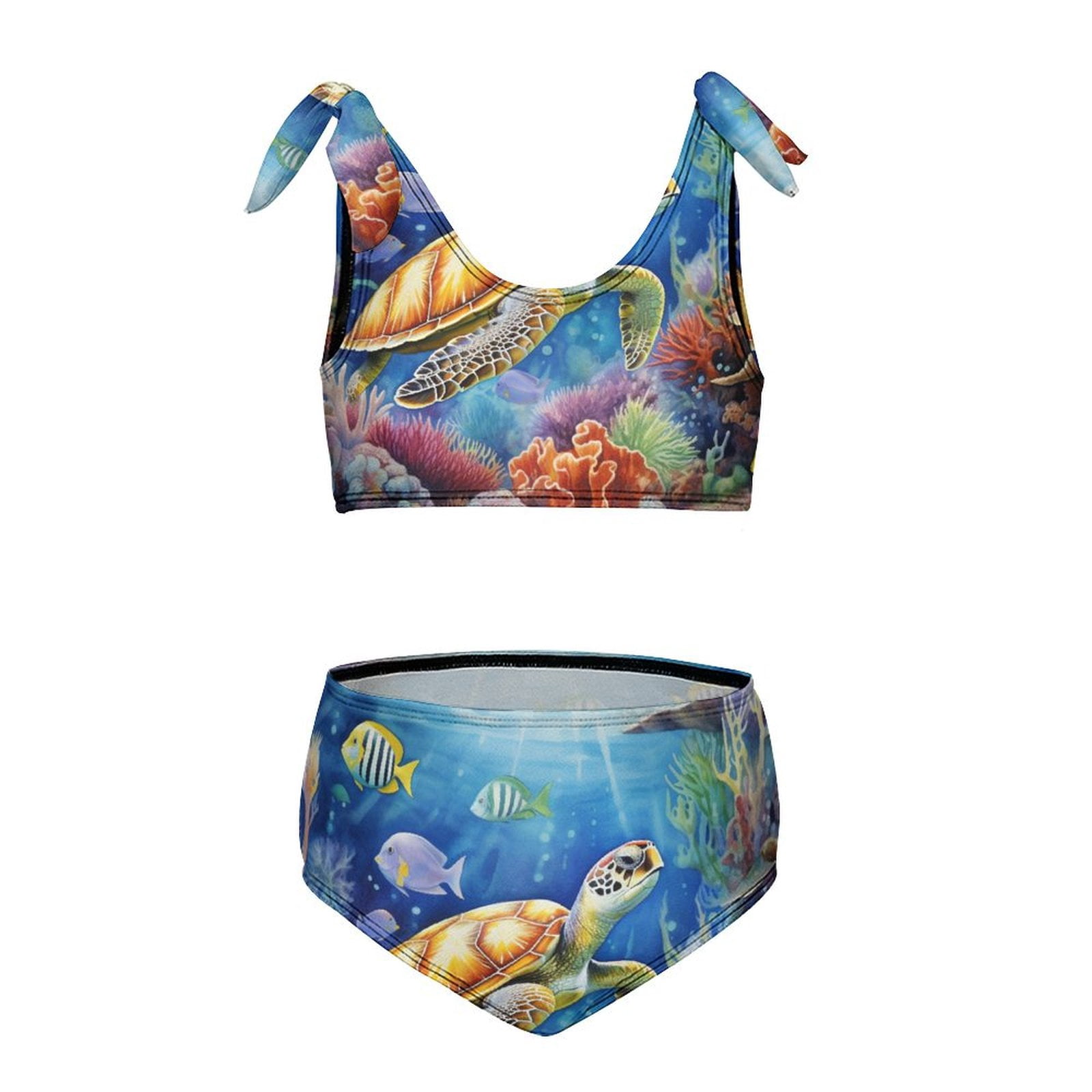 Ocean World Turtle Girls' beach sports two-piece swimsuit set - Walmart.com
