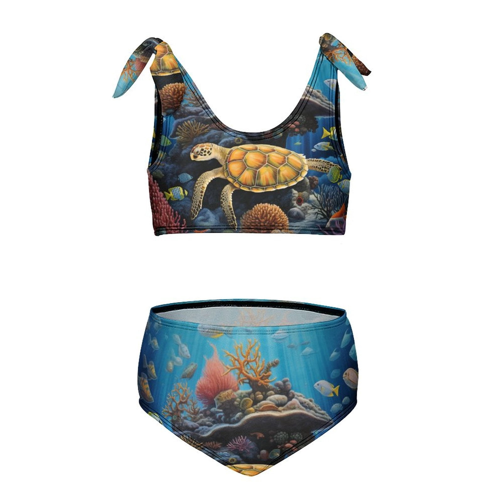 Ocean World Turtle Girls' beach sports two-piece swimsuit set - Walmart.com