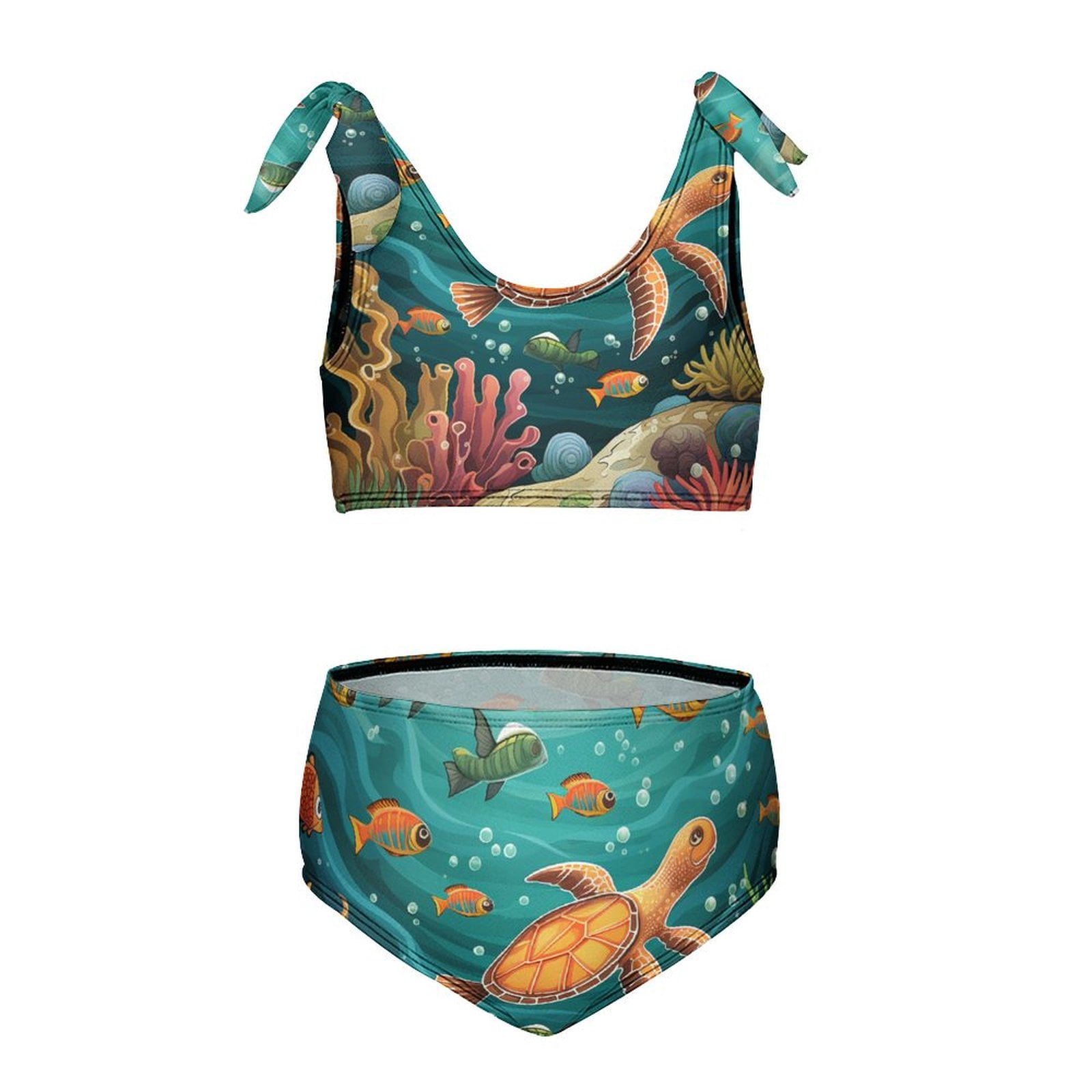 Ocean World Turtle Girls' beach sports two-piece swimsuit set - Walmart.com