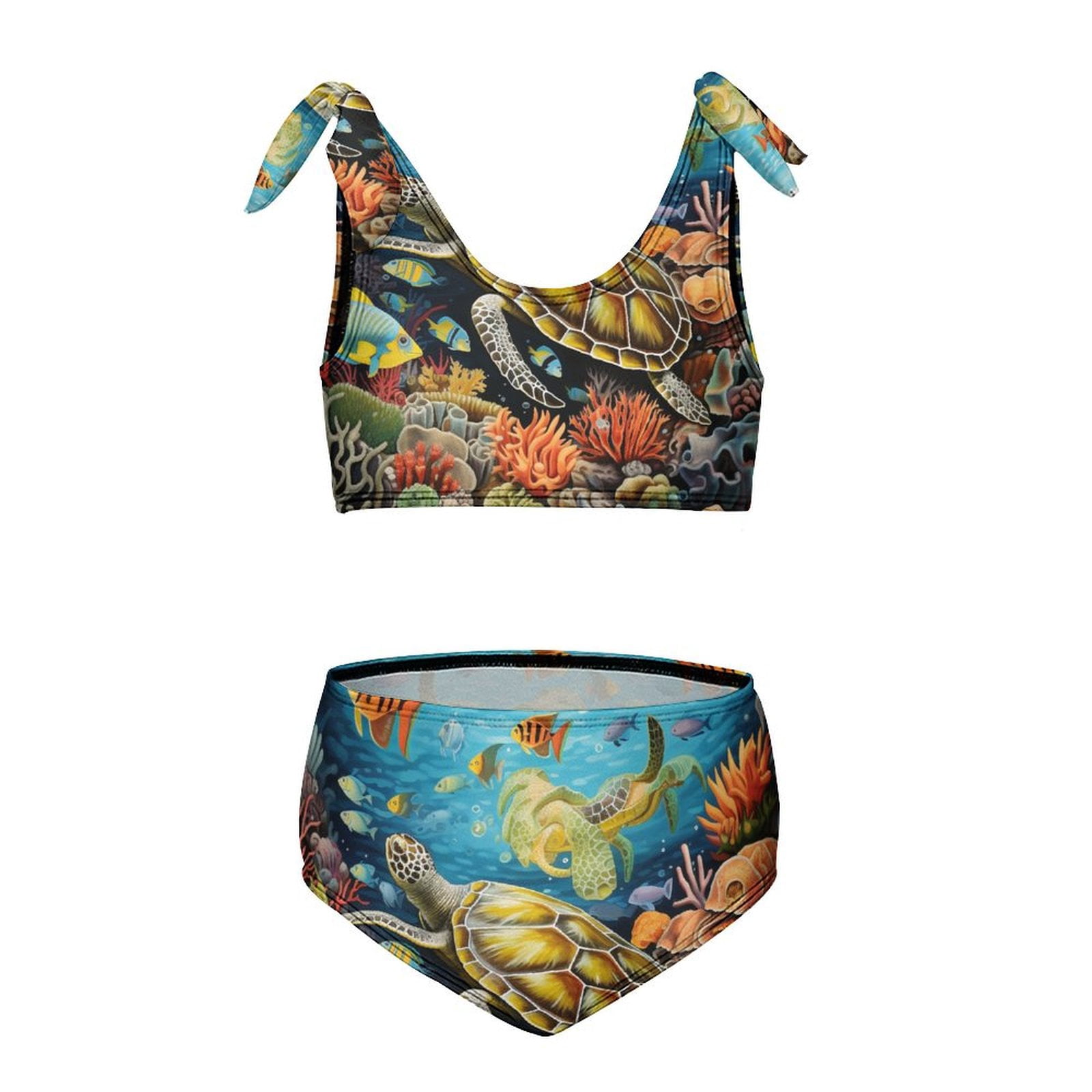Ocean World Turtle Girls' beach sports two-piece swimsuit set - Walmart.com