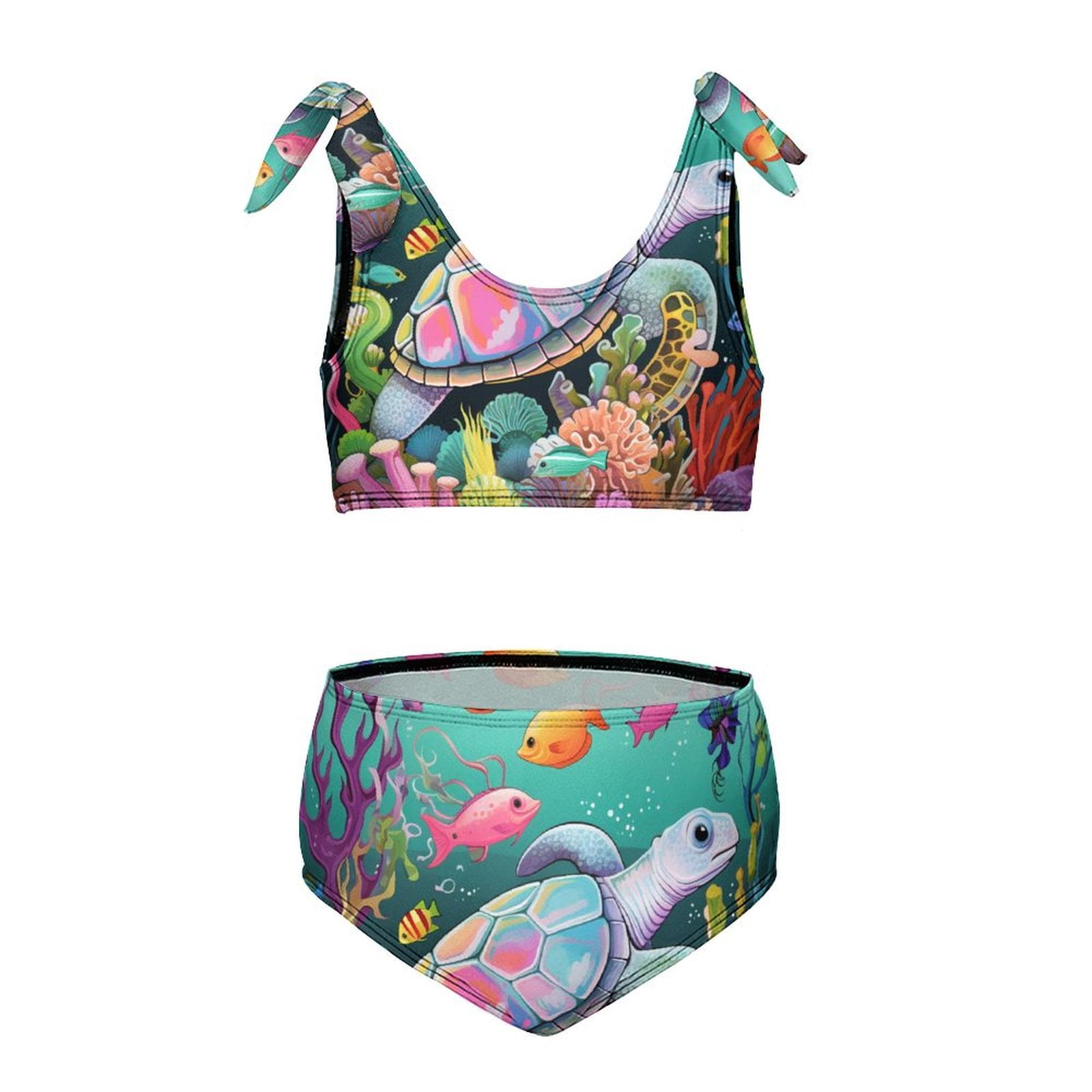 Ocean World Turtle Girls' beach sports two-piece swimsuit set - Walmart.com