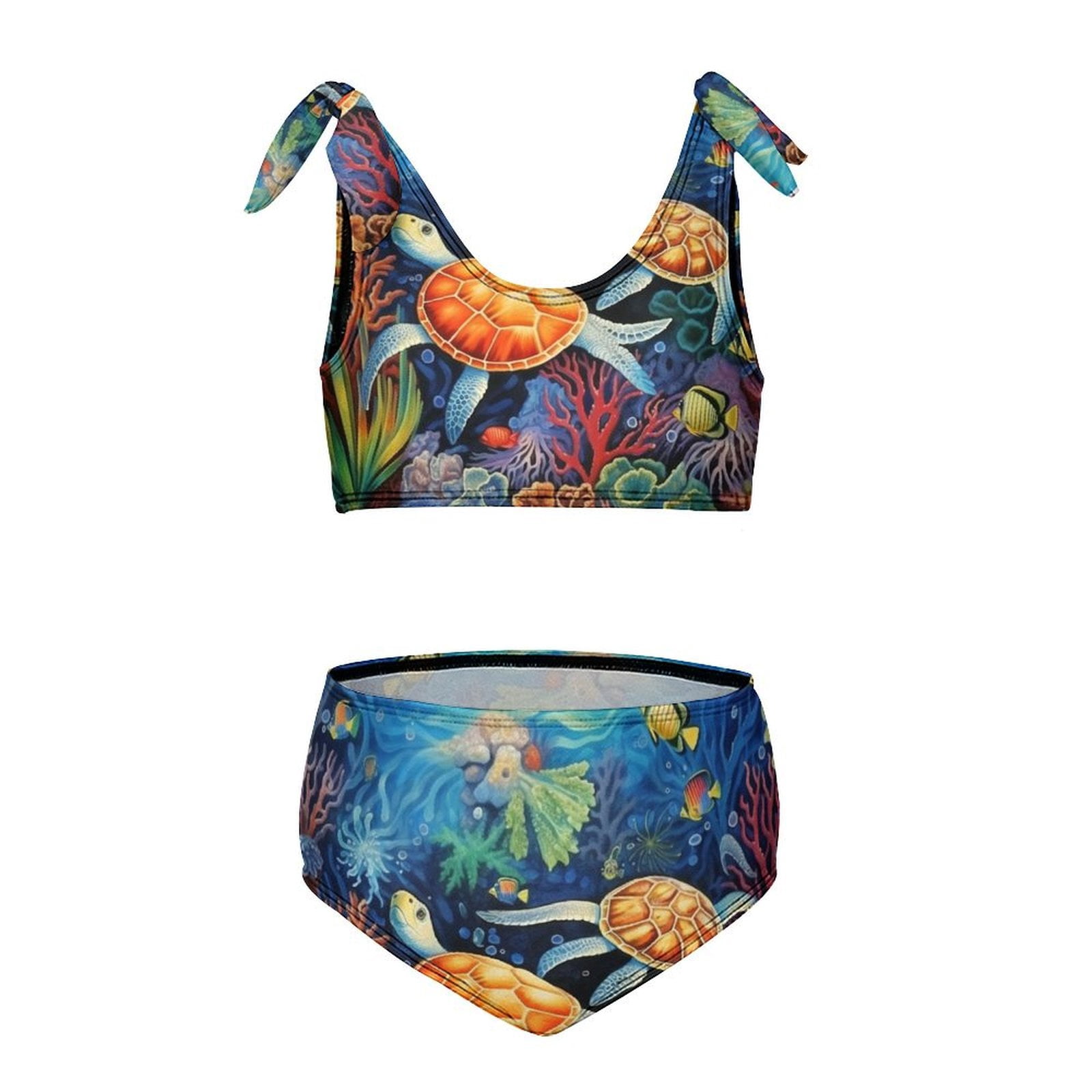 Ocean World Turtle Girls' beach sports two-piece swimsuit set - Walmart.com