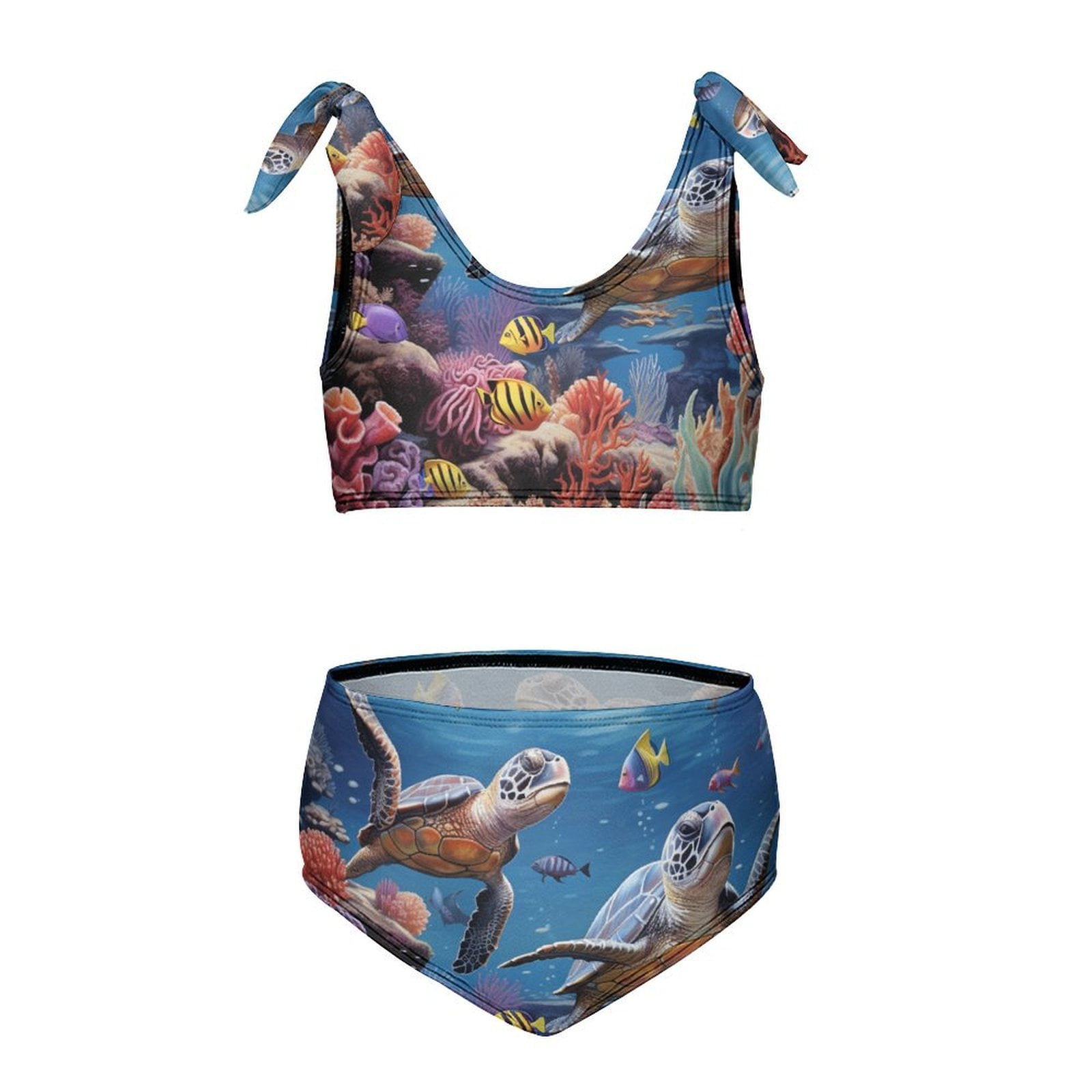 Ocean World Turtle Girls' beach sports two-piece swimsuit set - Walmart.com