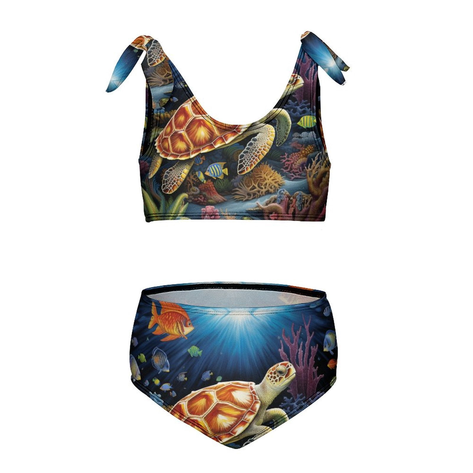 Ocean World Turtle Girls' beach sports two-piece swimsuit set - Walmart.com