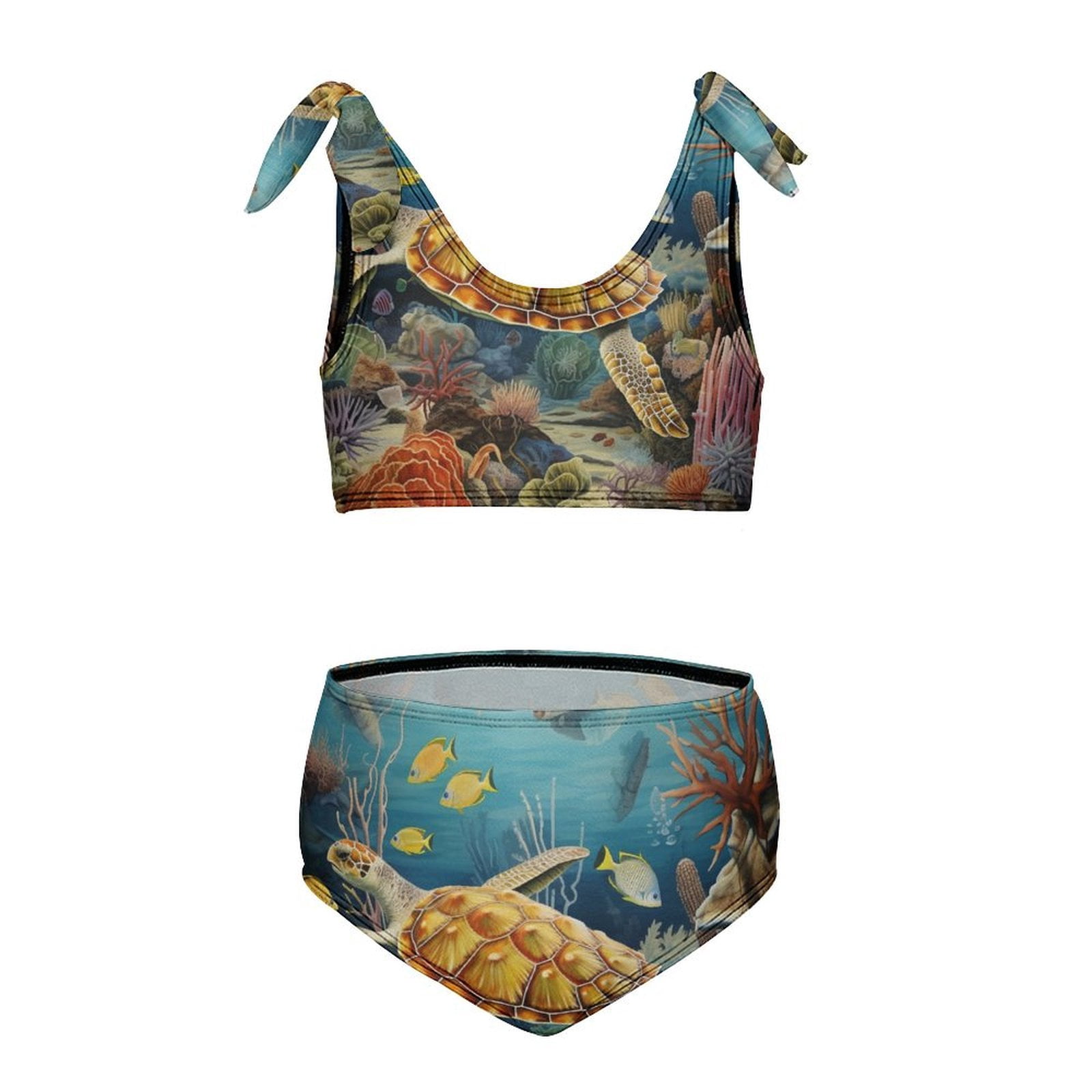Ocean World Turtle Girls' beach sports two-piece swimsuit set - Walmart.com