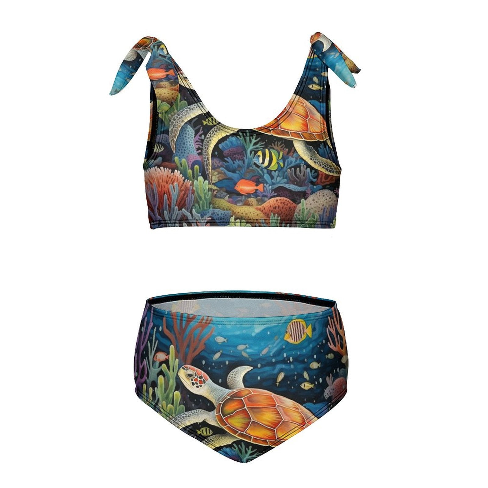 Ocean World Turtle Girls' beach sports two-piece swimsuit set - Walmart.com