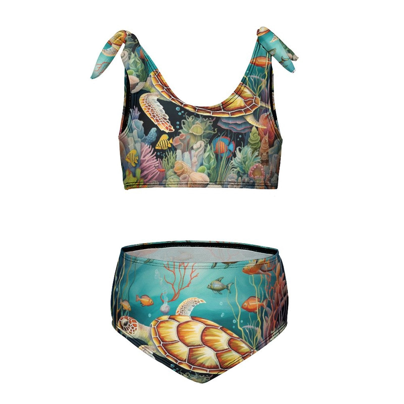 Ocean World Turtle Girls' beach sports two-piece swimsuit set - Walmart.com