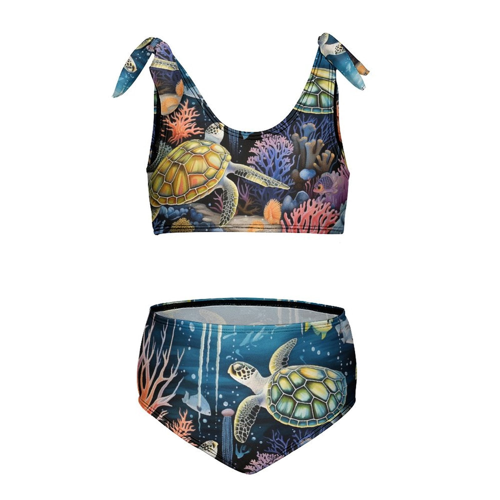 Ocean World Turtle Girls' beach sports two-piece swimsuit set - Walmart.com