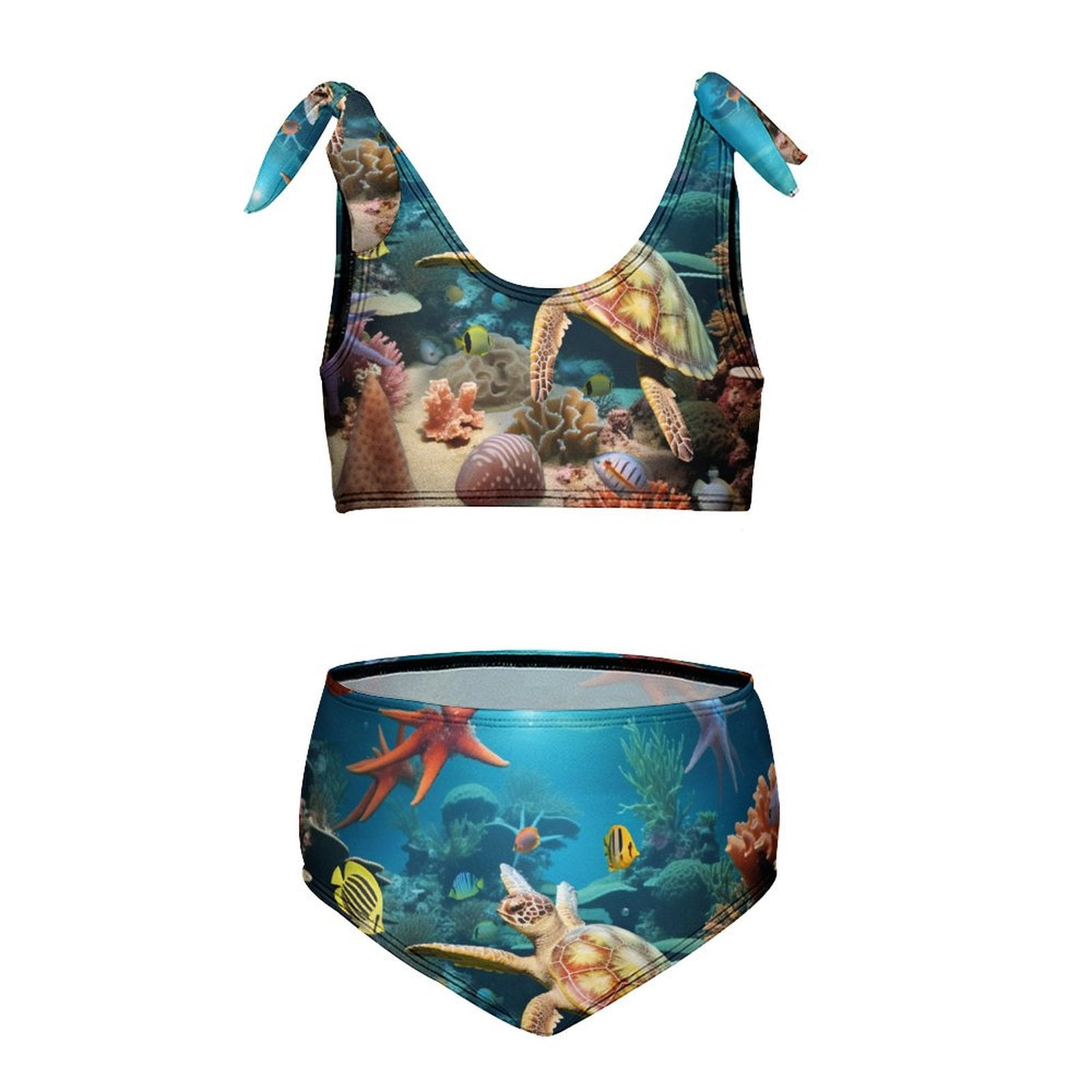 Ocean World Turtle Girls' beach sports two-piece swimsuit set - Walmart.com