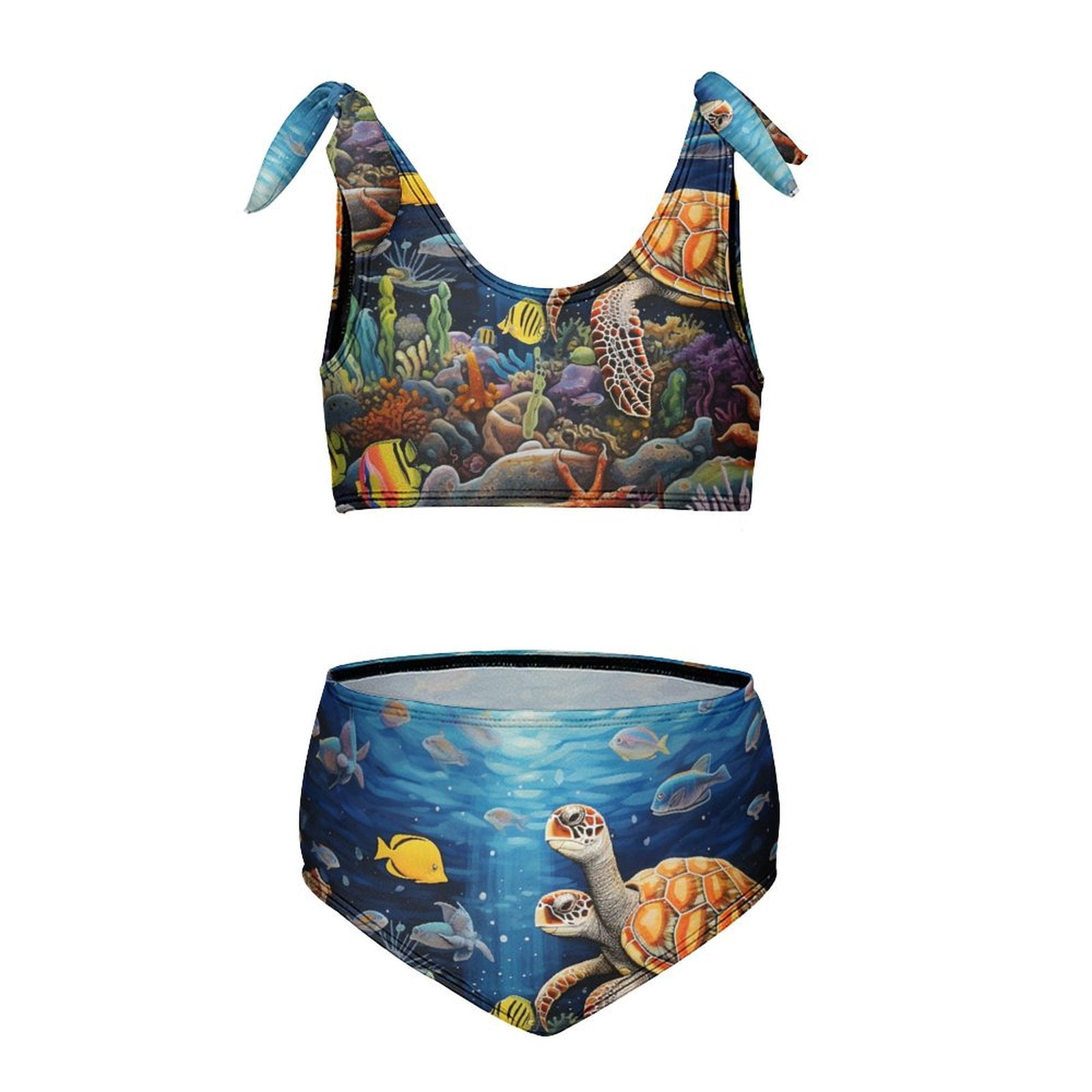 Ocean World Turtle Girls' beach sports two-piece swimsuit set - Walmart.com
