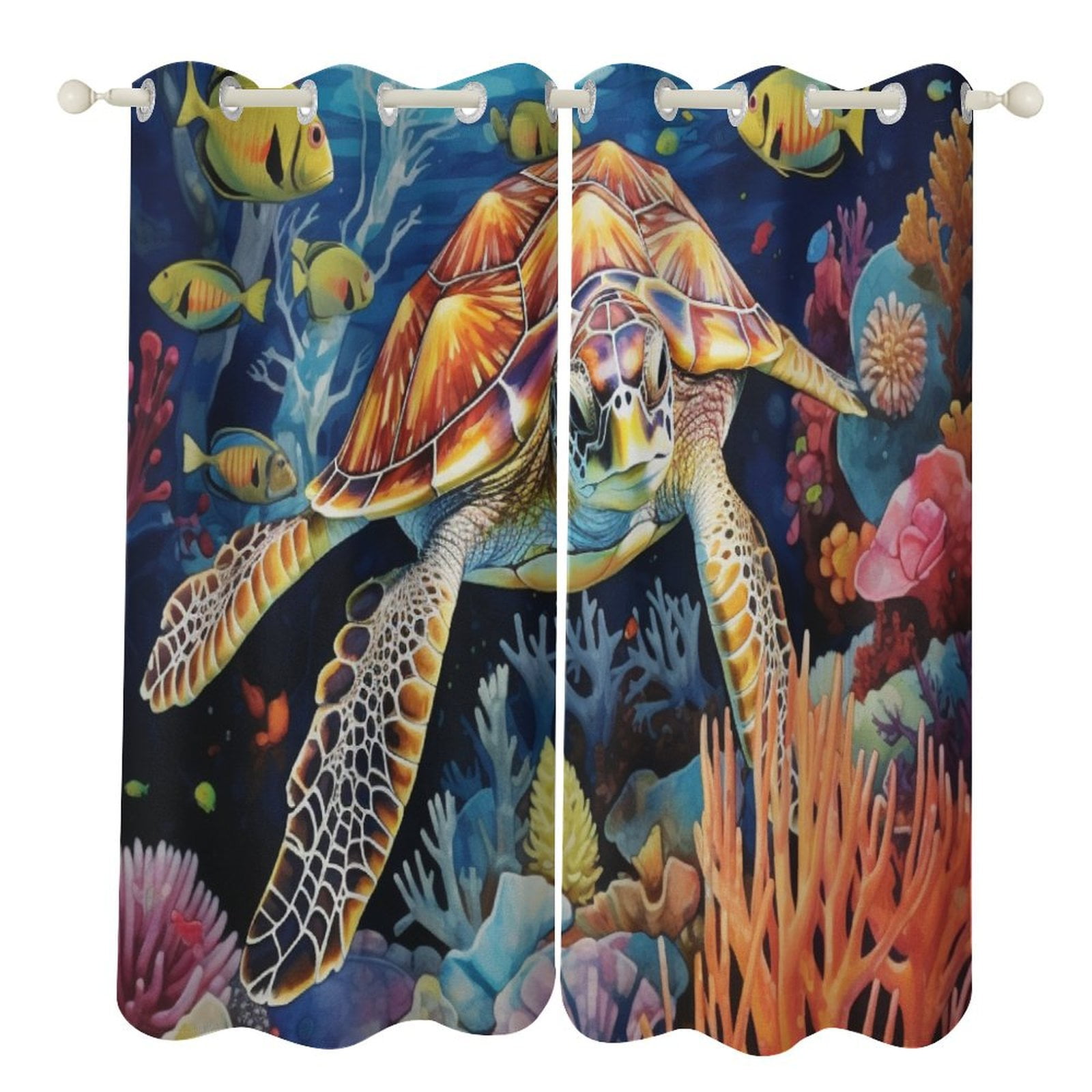 Ocean World Turtle Modern Window for Living Room Curtains for Child ...
