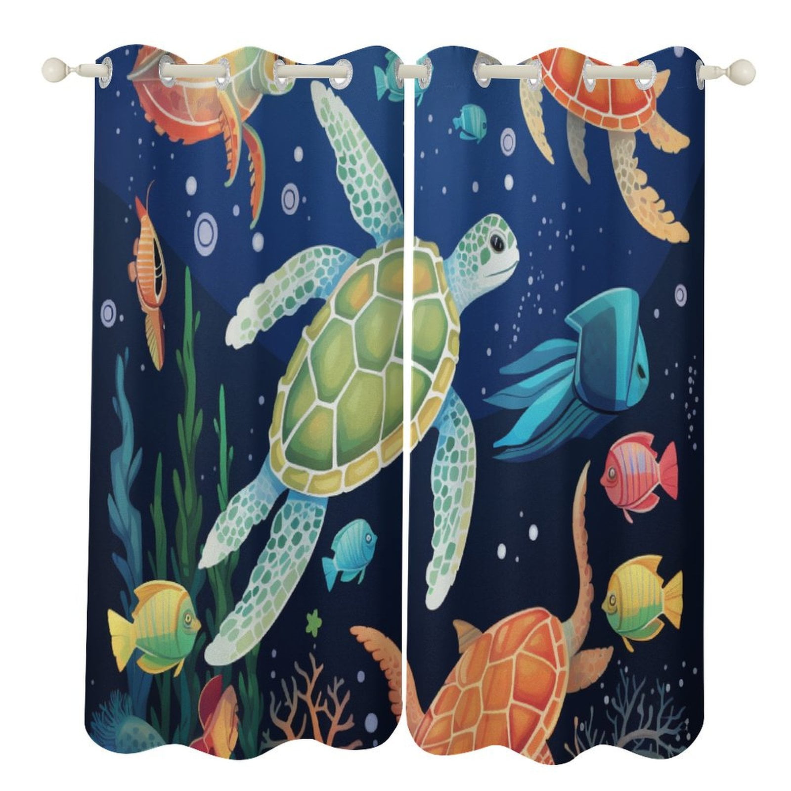 Ocean World Turtle Modern Window for Living Room Curtains for Child ...