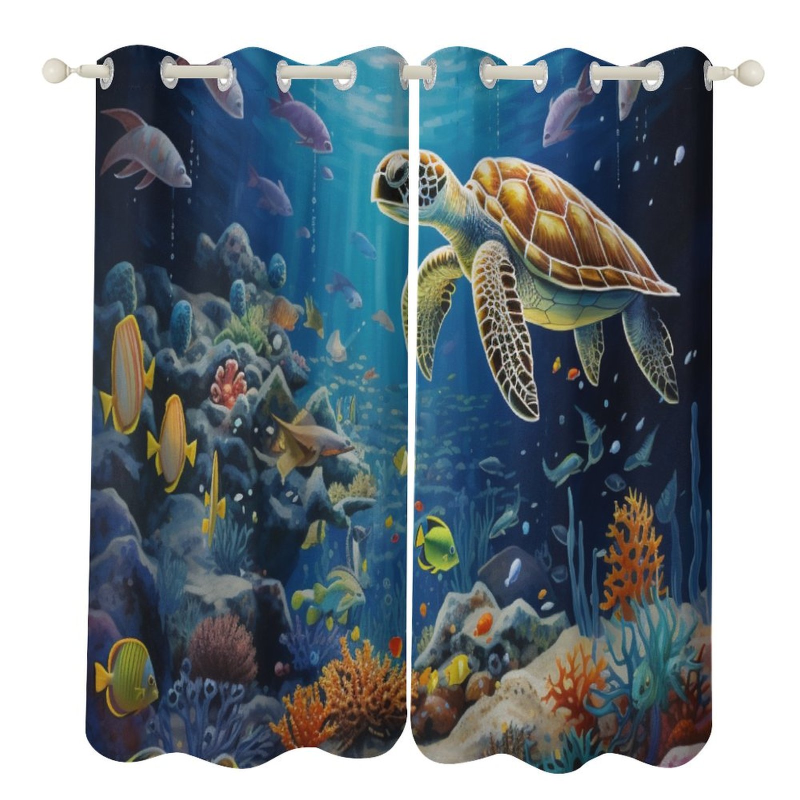 Ocean World Turtle Modern Window for Living Room Curtains for Child ...