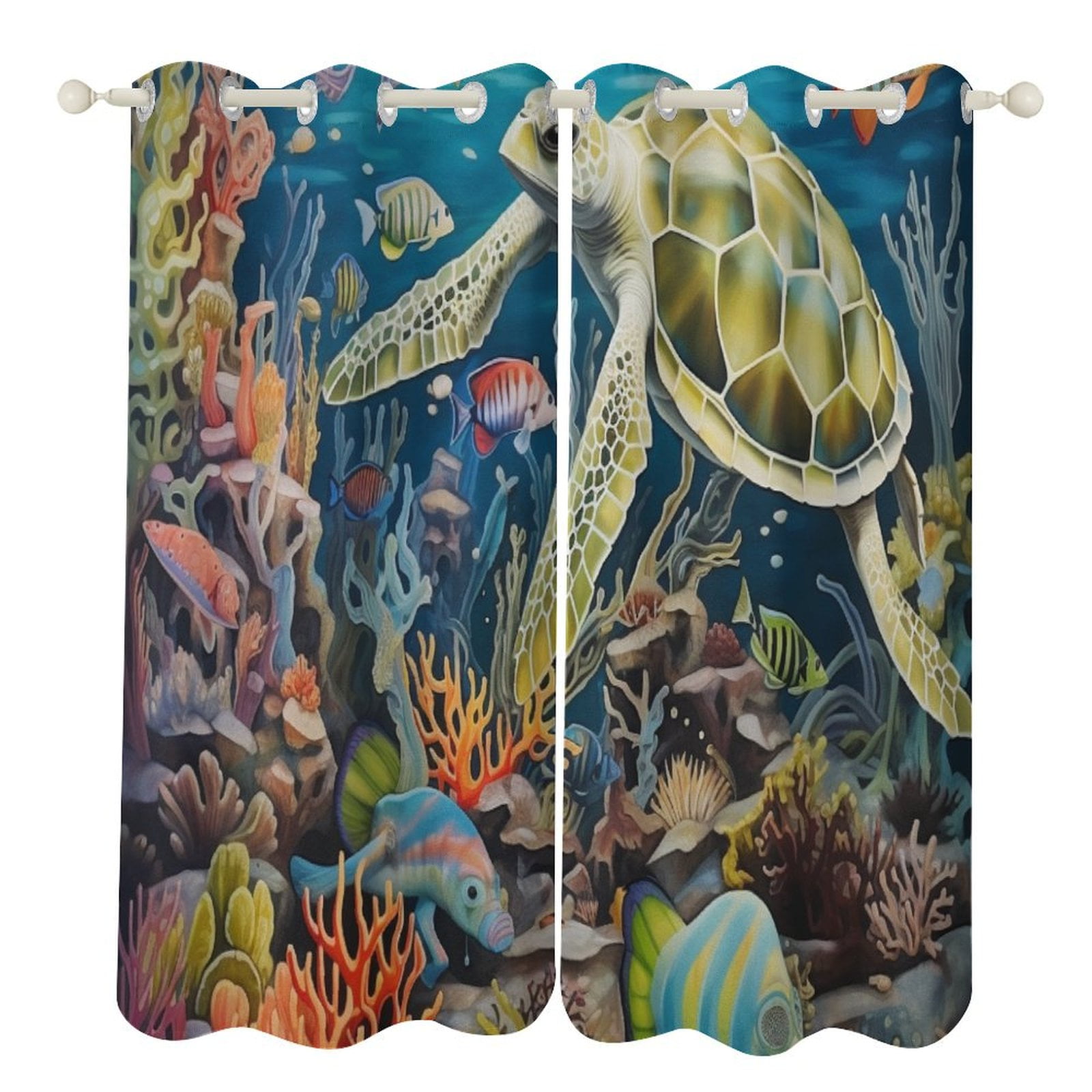 Ocean World Turtle Modern Window for Living Room Curtains for Child ...