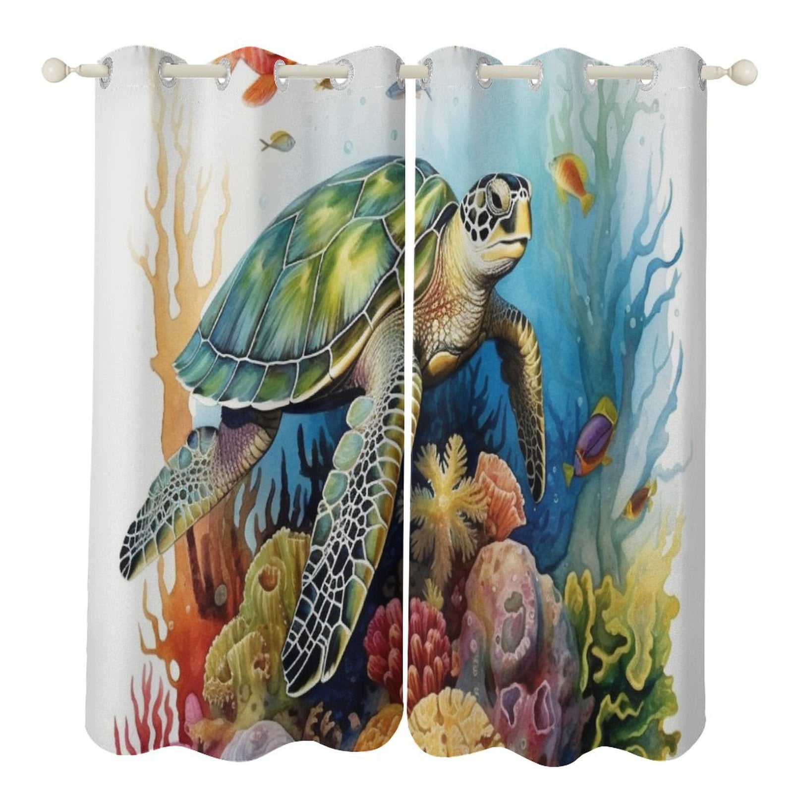 Ocean World Turtle Modern Window for Living Room Curtains for Child ...