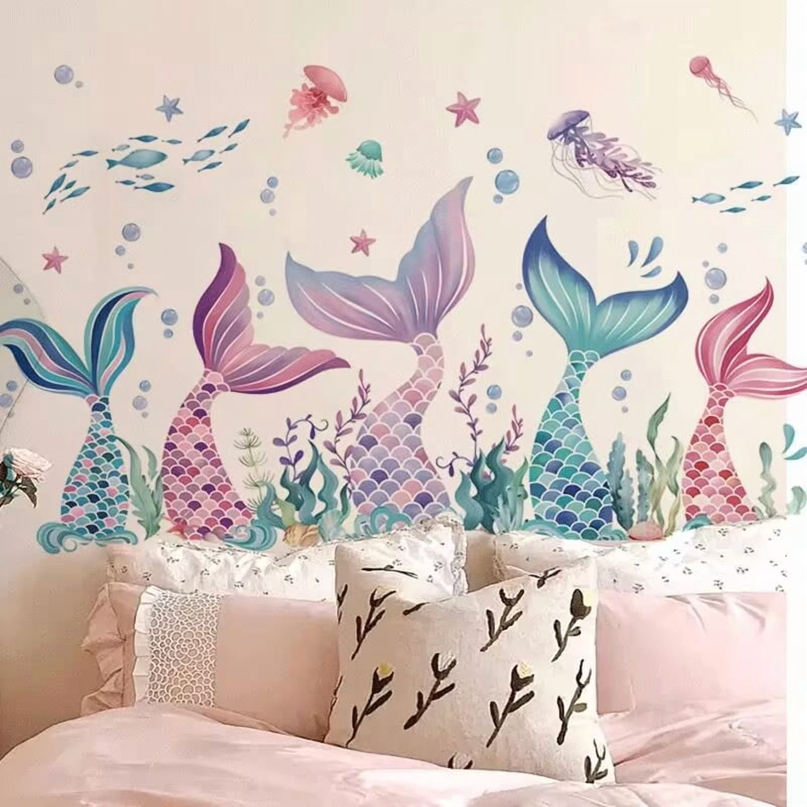 Ocean World decals, fish tail stickers, mermaid decals，Removable DIY ...