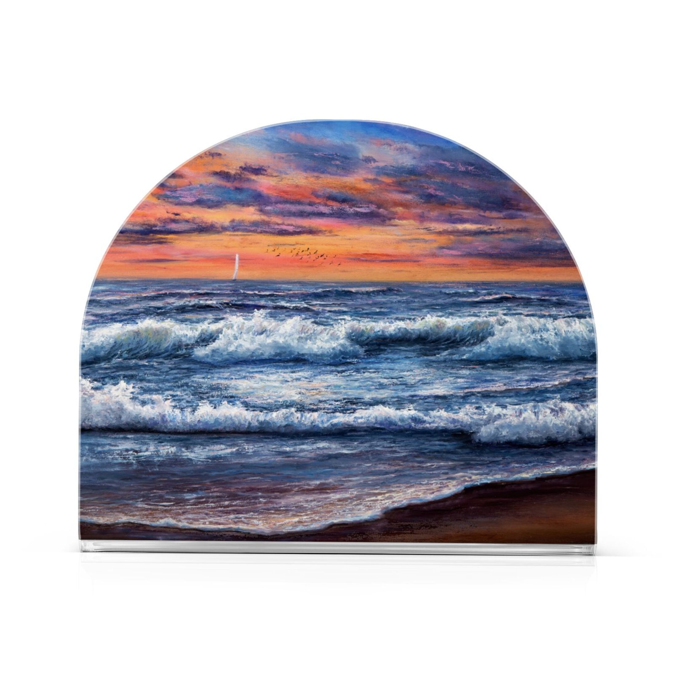 Ocean and Beach Sunset Acrylic Napkin Holder Tissue Paper Clear ...