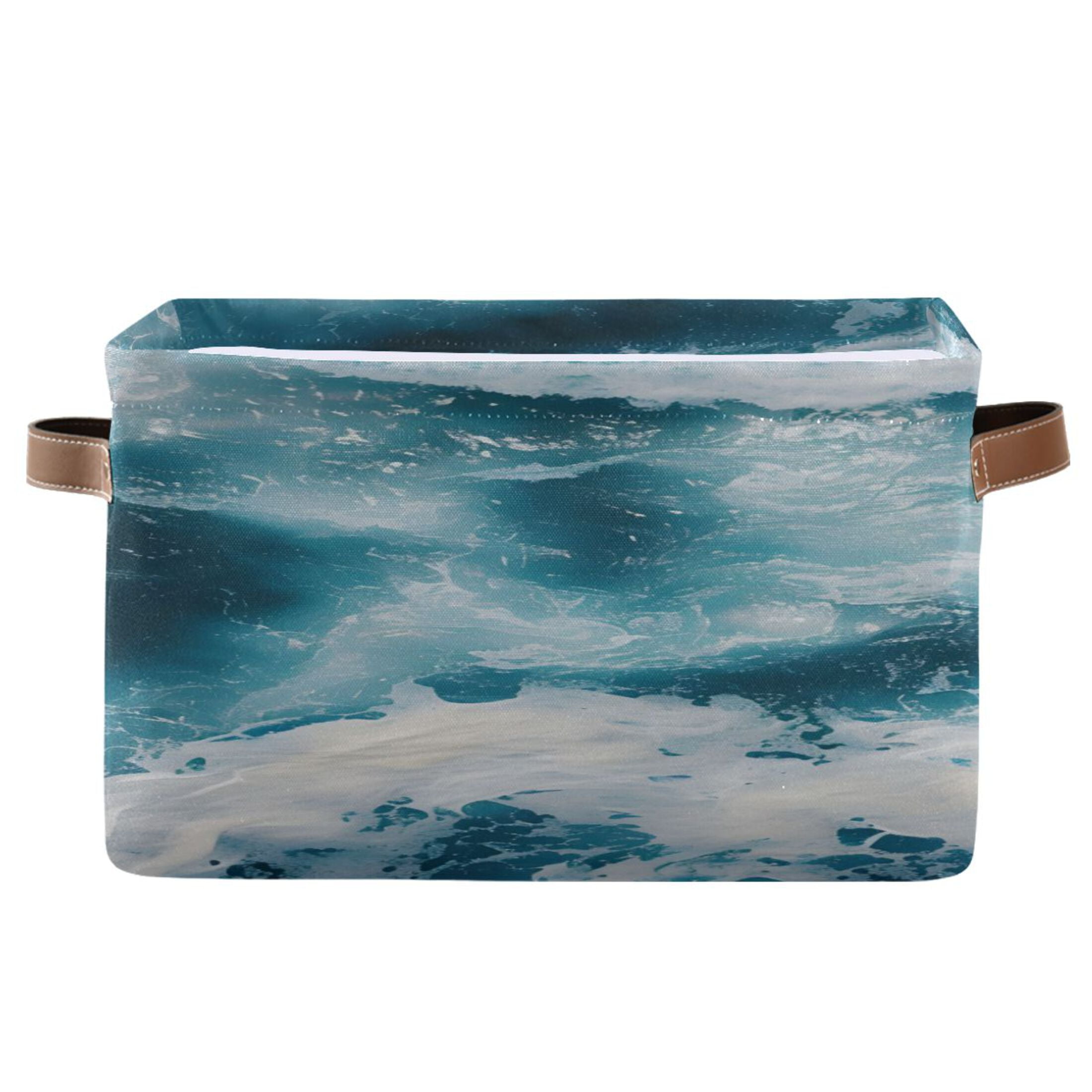 Ocean and Wave Storage Bins with Handle Fabric Organizer Basket ...
