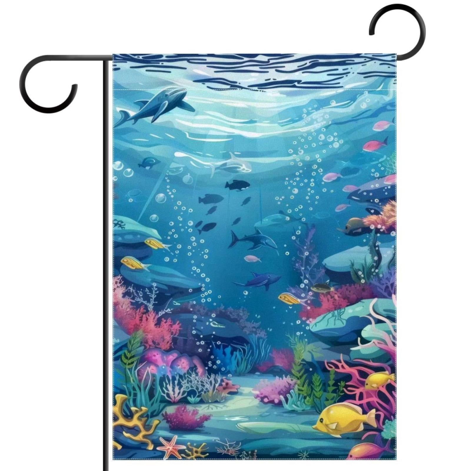 Ocean and the Underwater World Garden Flag Double Sided House Flag for ...