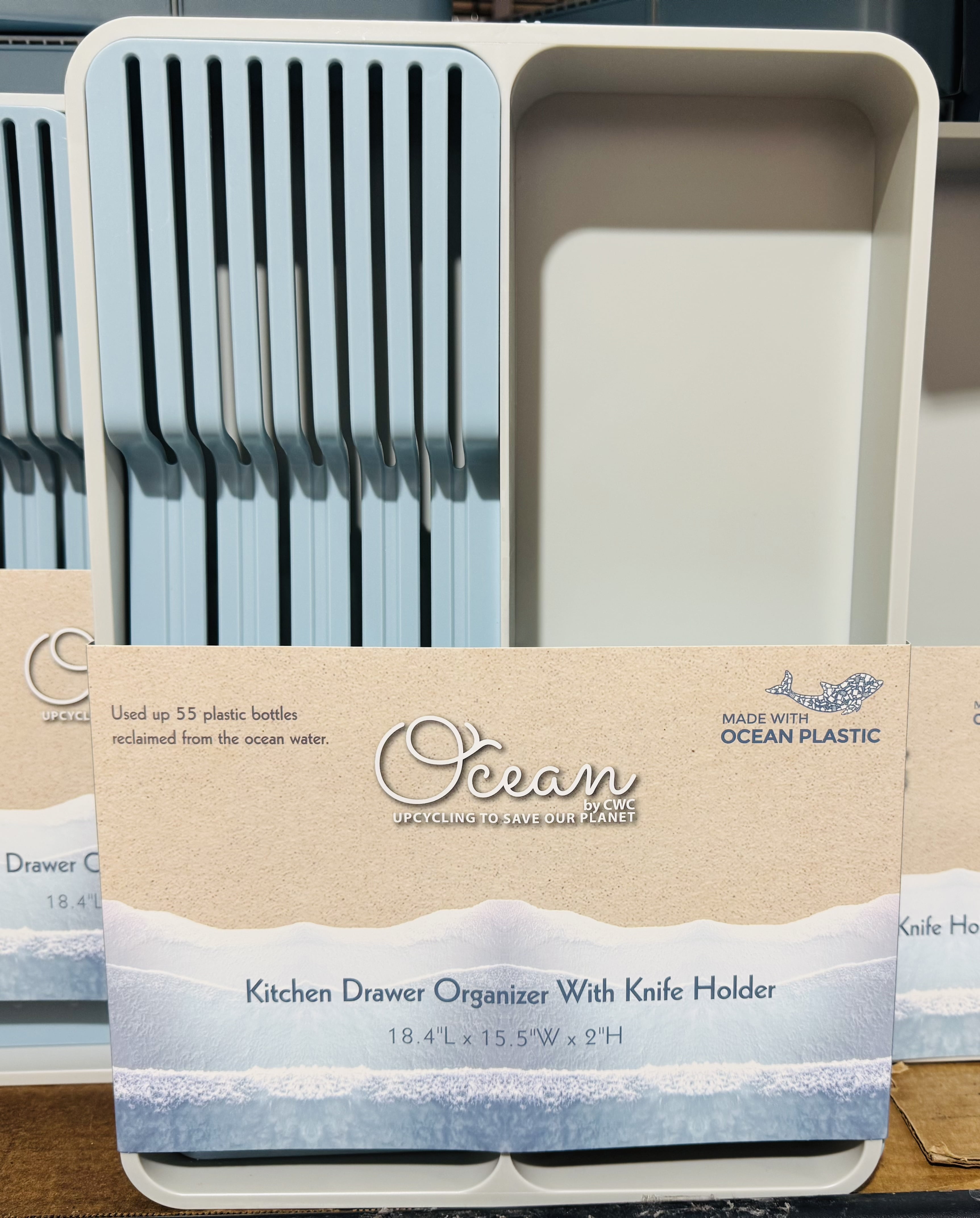 Ocean by CWC Kitchen Drawer Organizer with Knife Holder, Blue, 1 Drawer ...