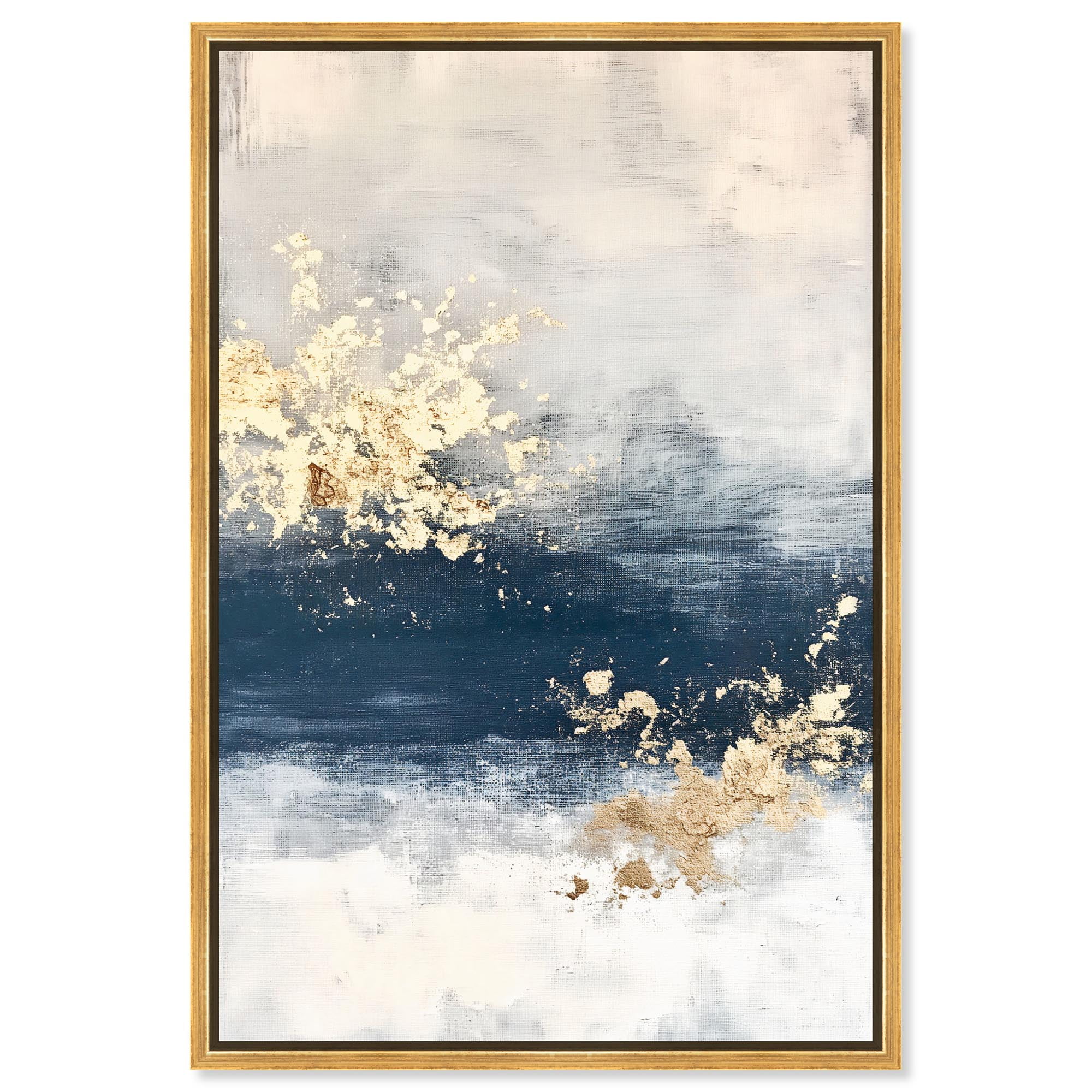 Ocean's Gold Hues I Canvas Coastal Abstracts by Art Remedy, Gold Frame ...