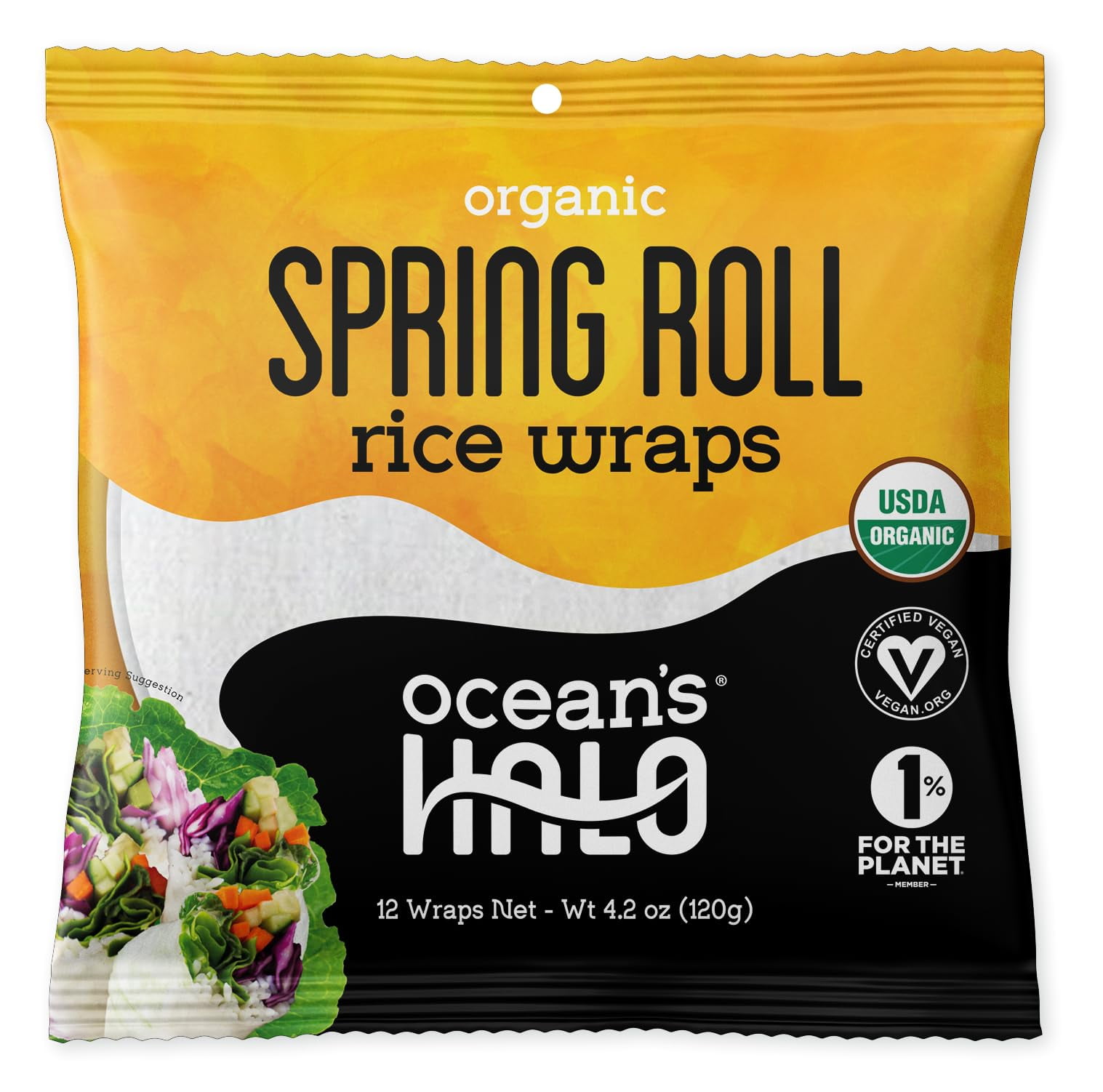 Ocean's Halo Organic SCH4 Spring Roll Rice Wraps, Pack of 12, 50.4 Oz ...