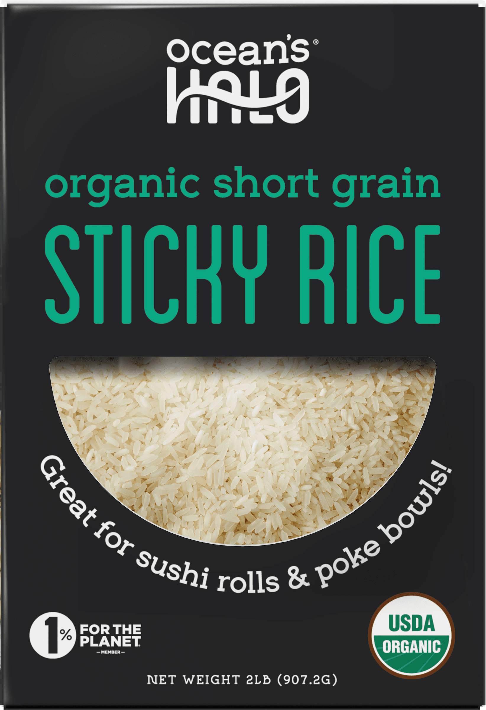 Ocean's Halo Organic Short Grain White Sticky Sushi Rice, 2 lb ...