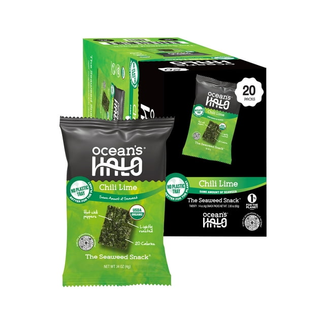 Ocean's Halo Trayless Seaweed Snacks (Chili Lime) 1 case of 20 Units ...
