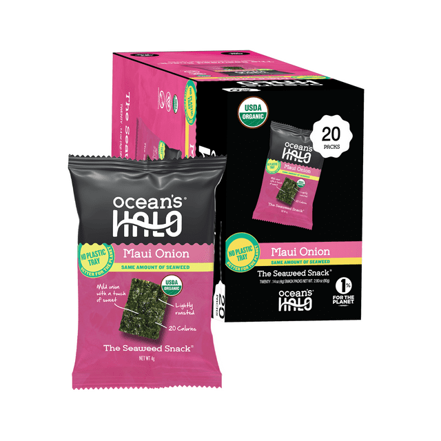 Ocean's Halo Trayless Seaweed Snacks (Maui Onion) 1 case of 20 Units ...