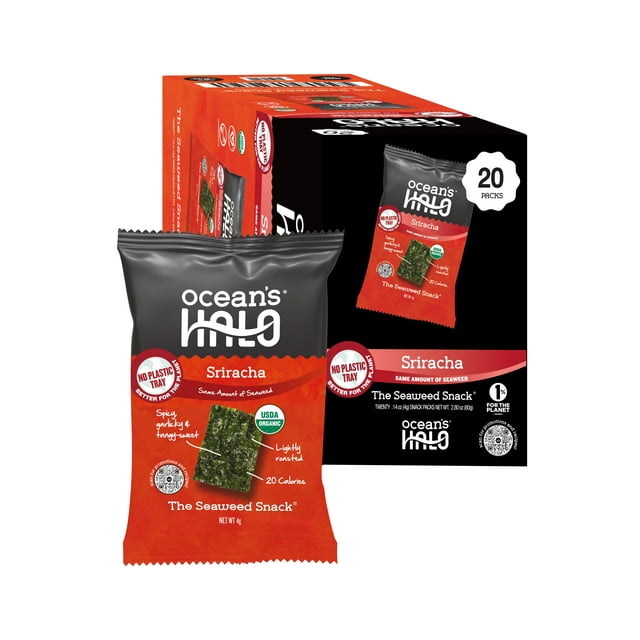 Ocean's Halo Trayless Seaweed Snacks (Sriracha) 1 case of 20 Units ...