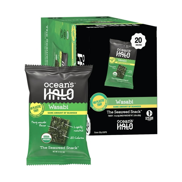 Ocean's Halo Trayless Seaweed Snacks (Wasabi) 1 case of 20 Units ...