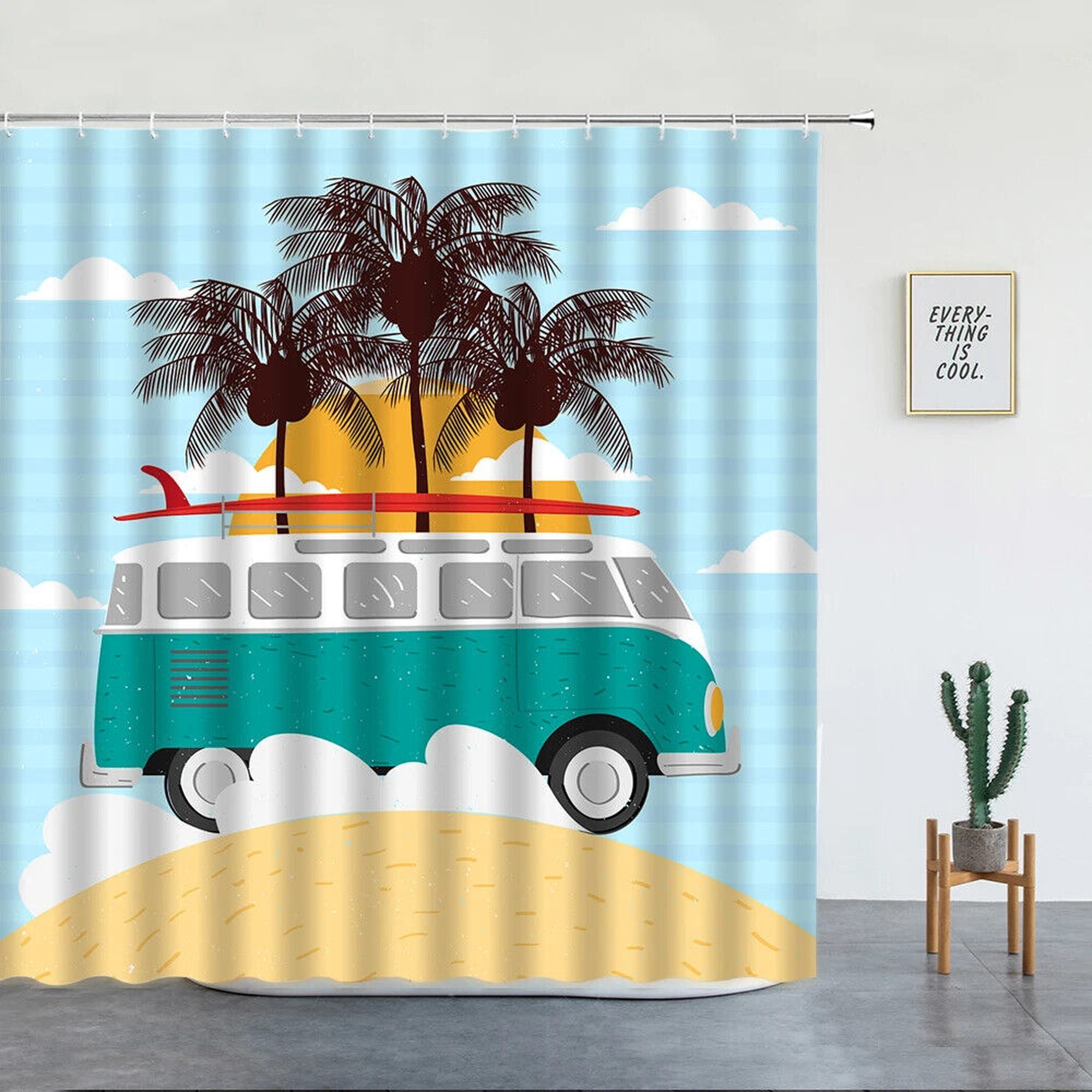 Ocean surfer shower curtain surfboard exposed resort home decor ...