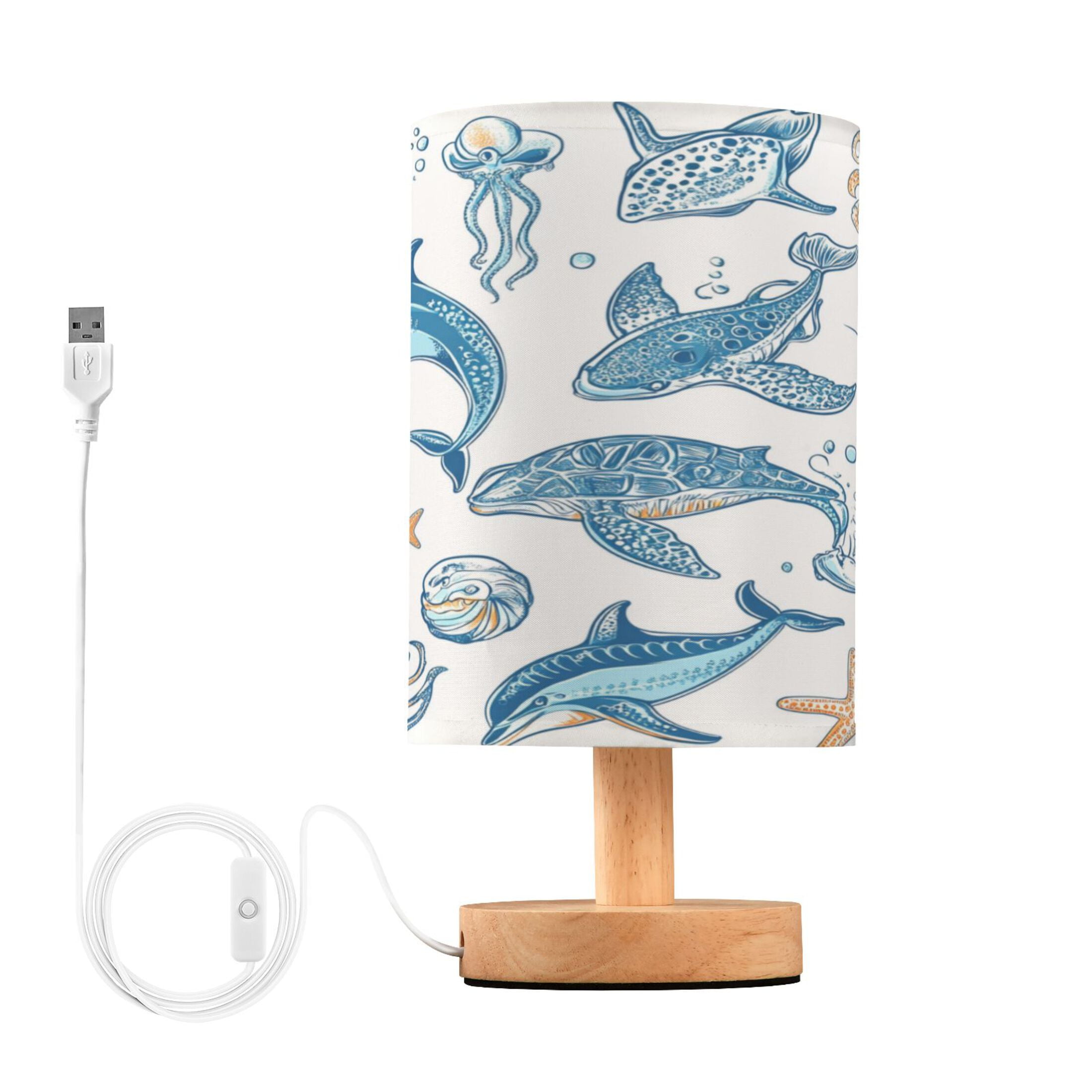Ocean-themed Pattern Small Lamp Printed Gifts Table Lamp USB Bedside ...