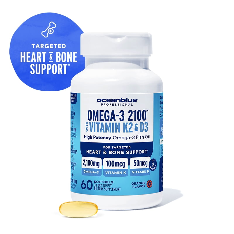 Oceanblue Omega-3 2100 with Vitamins K2 & D3 - Burpless Fish Oil ...