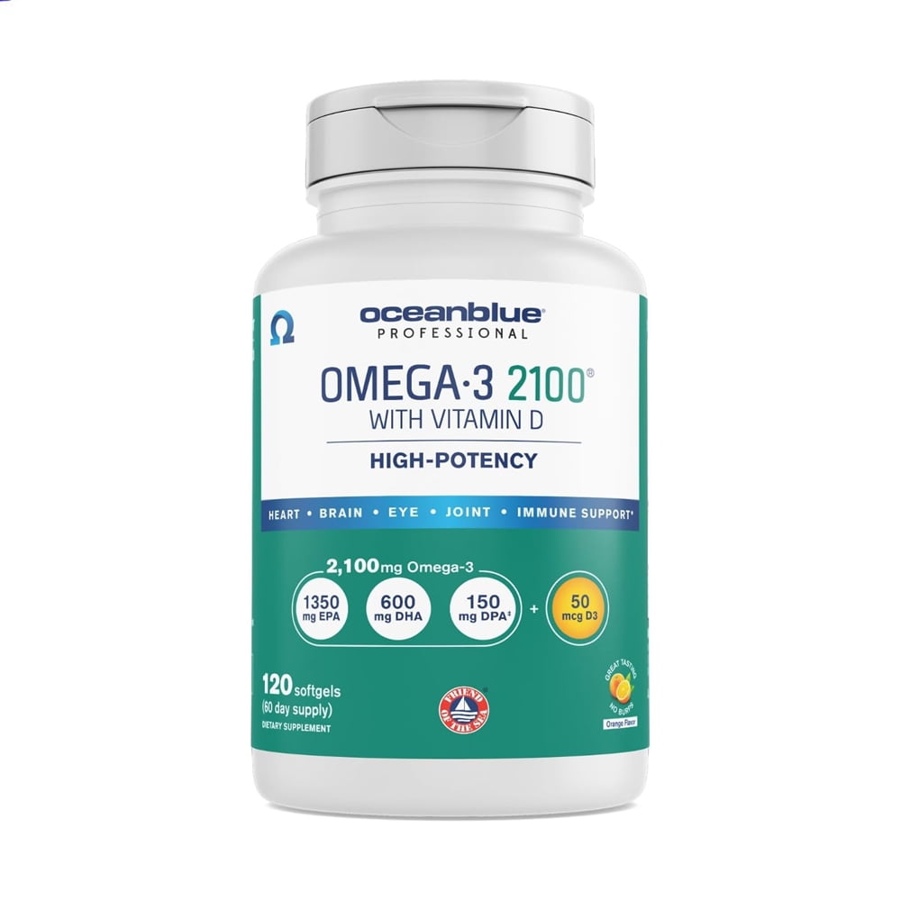 Oceanblue Omega-3 2100 with D3 – Triple Strength Fish Oil Softgels ...