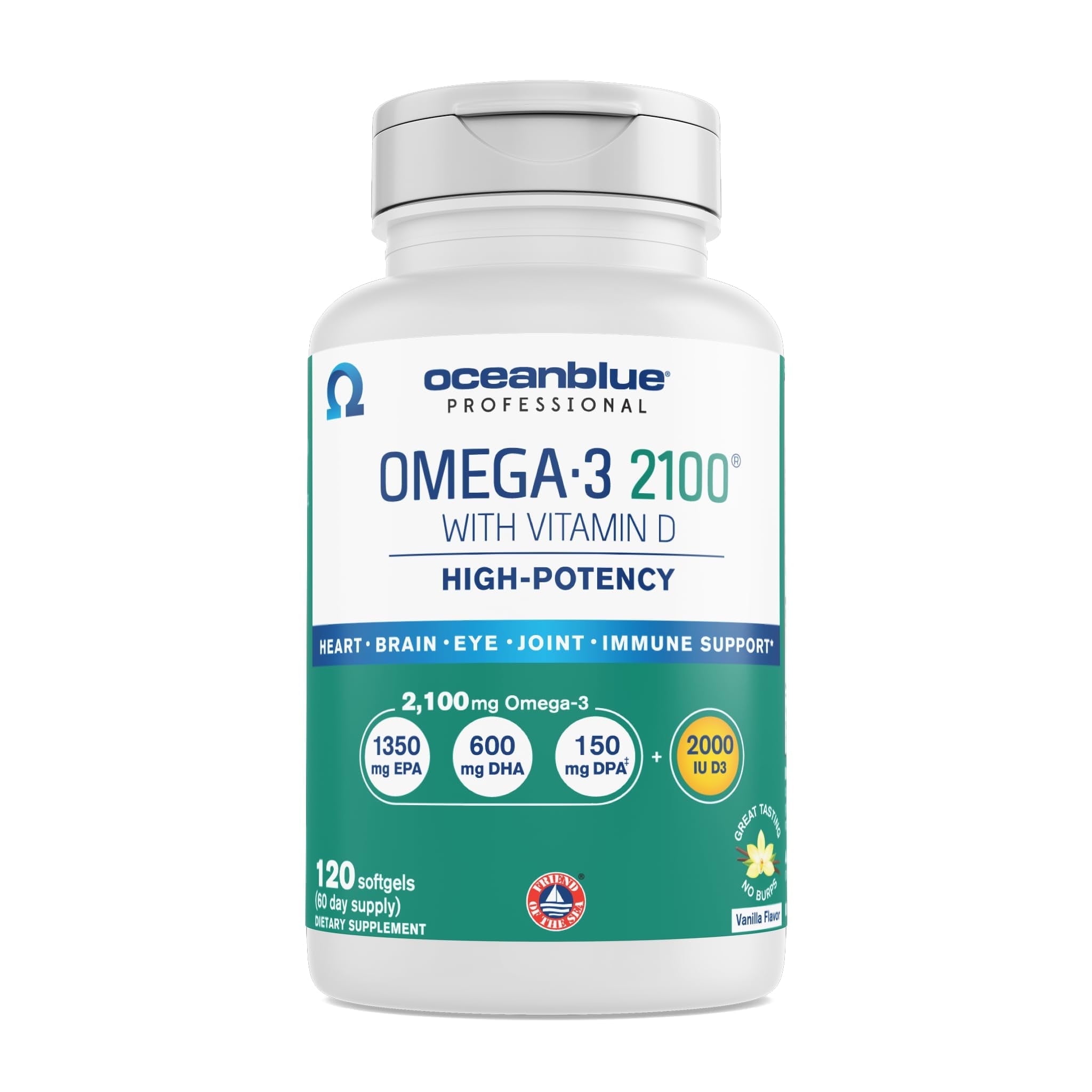 Oceanblue® Wild Fish Oil Omega-3 2100 with Vitamin D, High Potency EPA ...