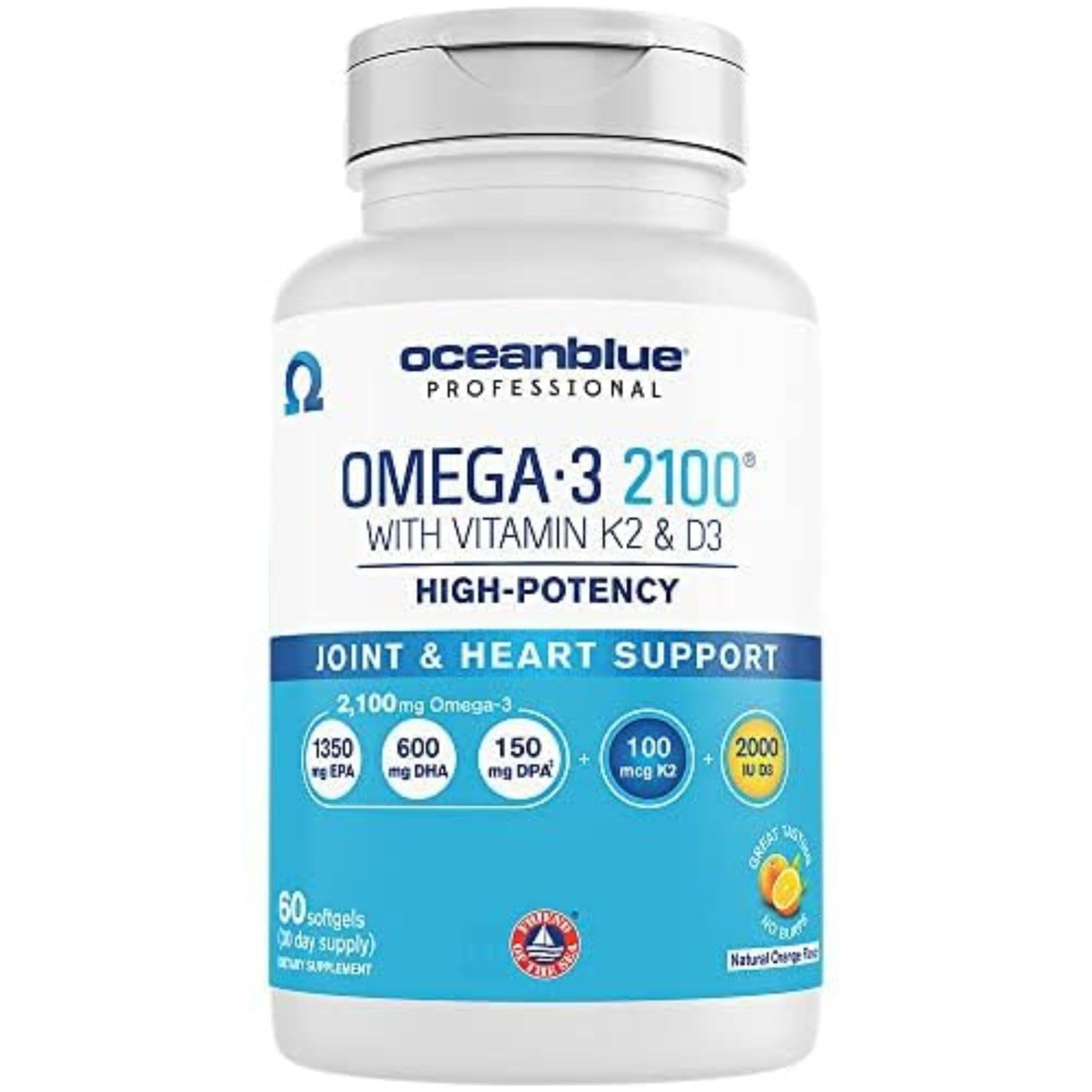 Oceanblue Professional Omega-3 2100 with Vitamin K2 and Vitamin D3-60 ...
