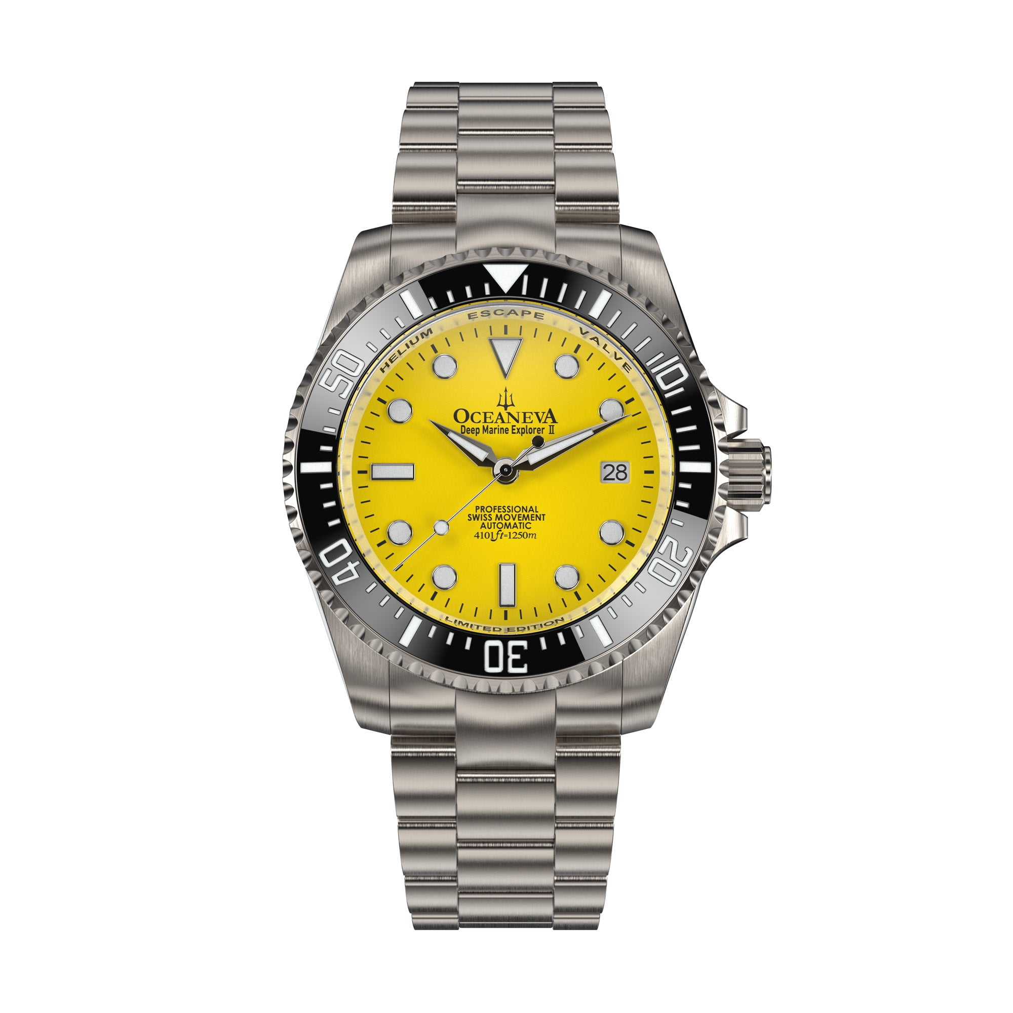 Oceaneva™ Men's Deep Marine Explorer II 1250M Titanium Watch Yellow ...