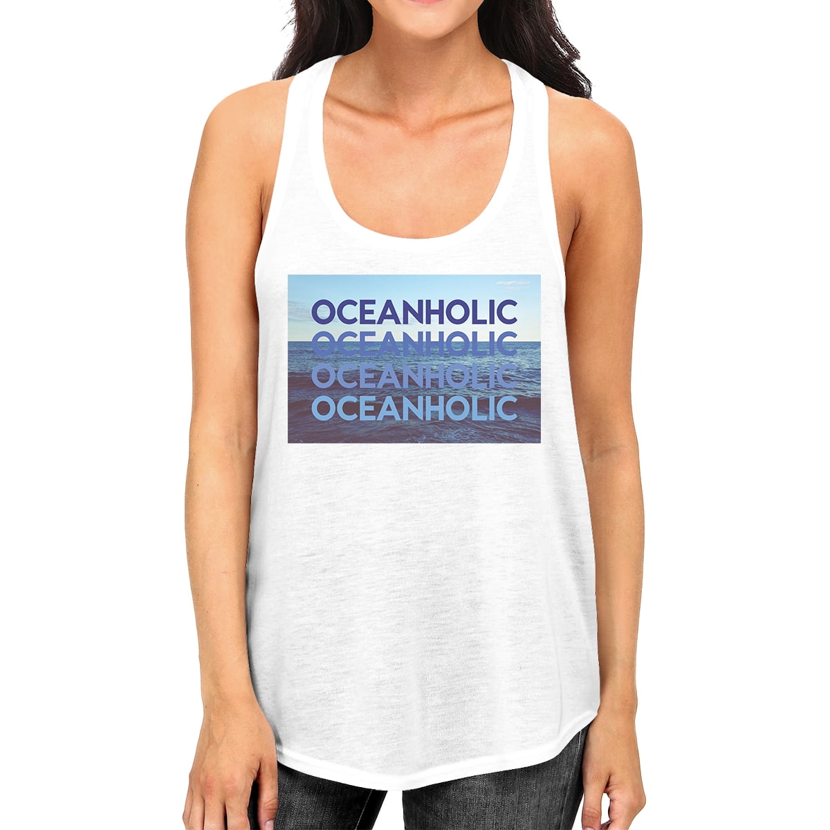 Oceanholic Women White Graphic Tanks Lightweight Tropical Tank Top ...