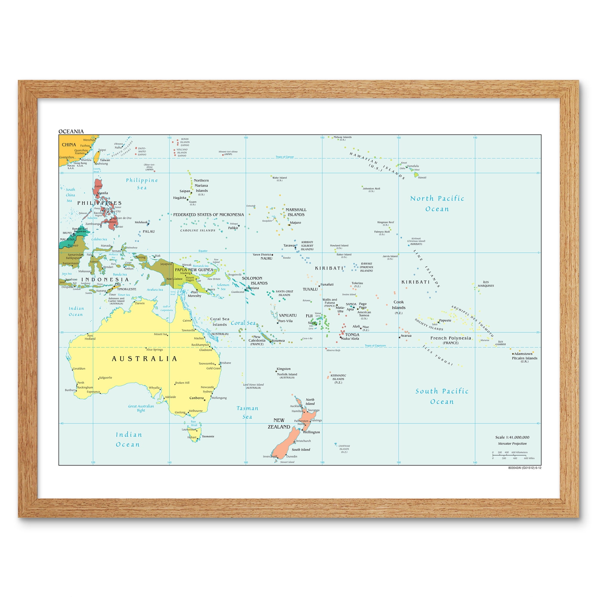 Oceania 2012 Map Australia New Zealand Indonesia Papua New Guinea ...