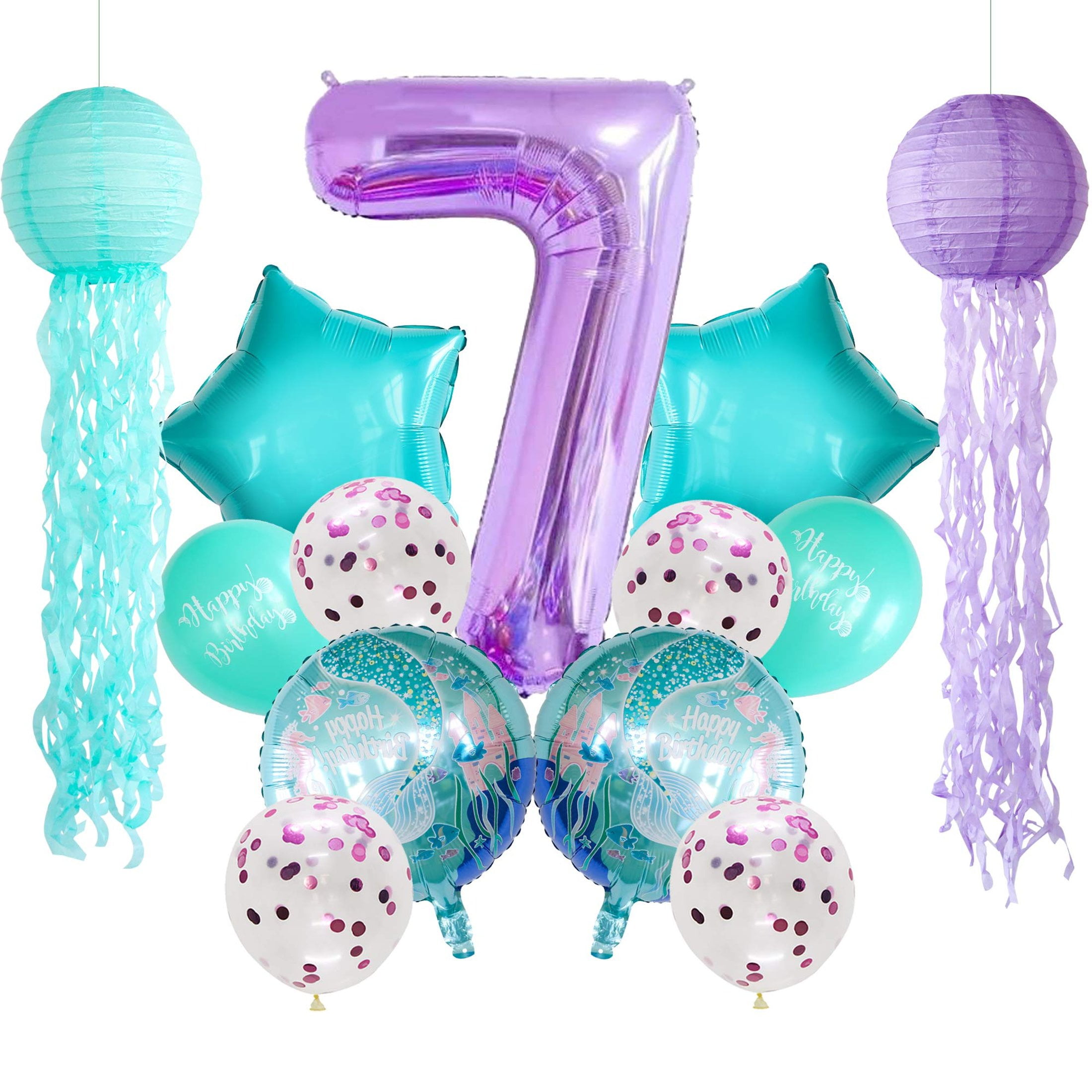 Oceanic Celebration Kit: Mermaid 7th Birthday Party Decorations Set ...
