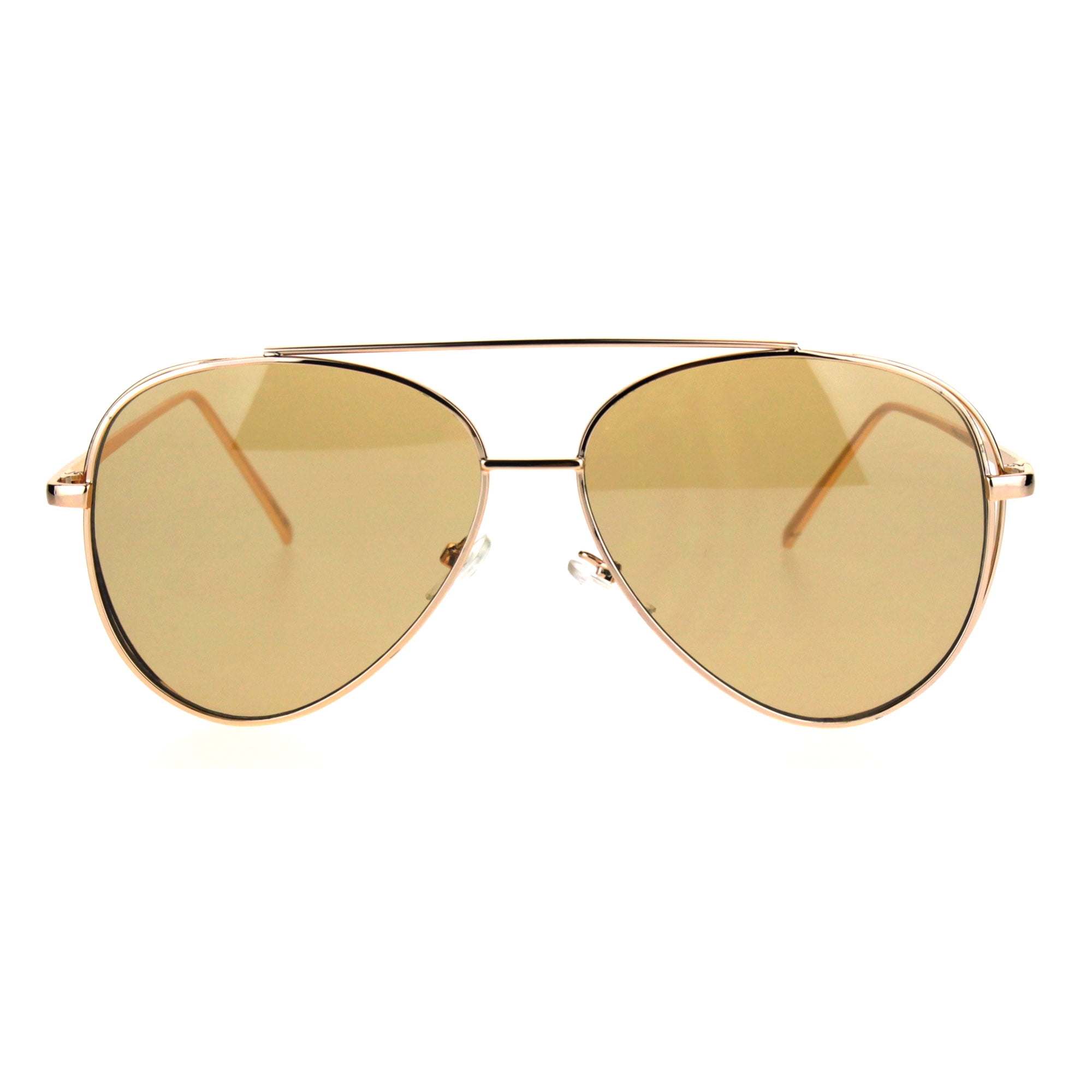 Oceanic Color Lens Retro Flat Lens Metal Rim Visor Aviator Sunglasses ...